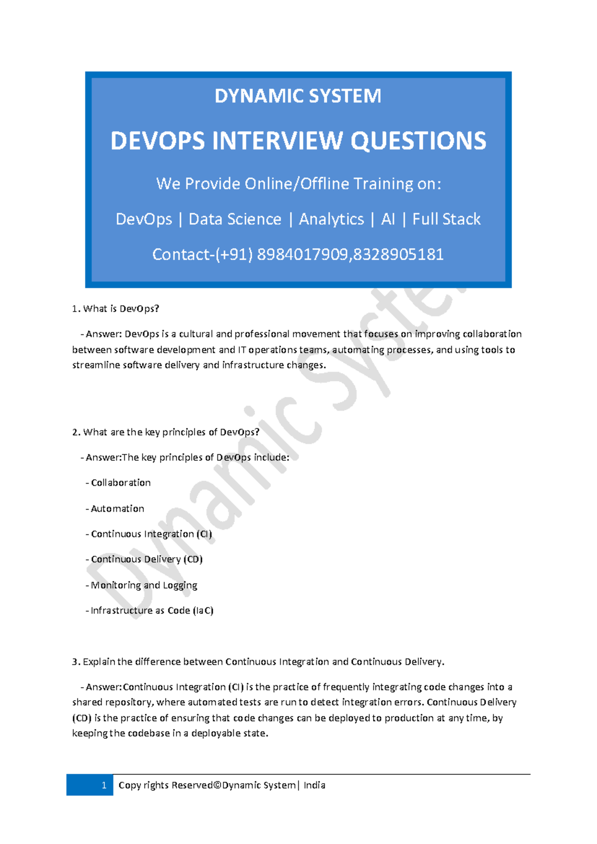 Devops - material - What is DevOps? Answer: DevOps is a cultural and ...