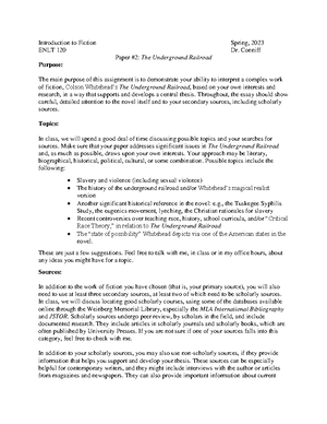 ENLT 120 Final Exam Spring 2023 - Introduction to Fiction Dr. Conniff ...