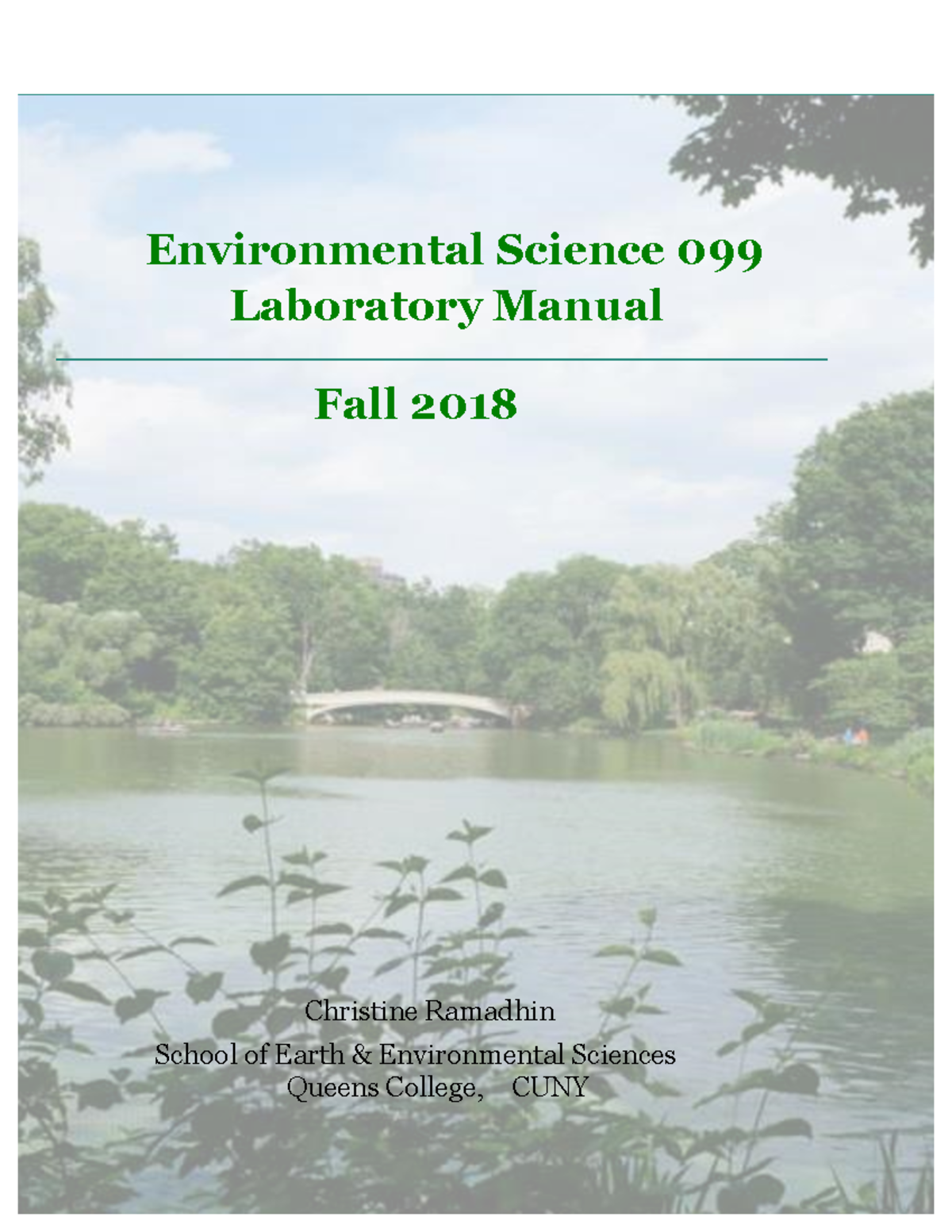 ENSCI 99 Lab Manual Fall 18 - Environmental Science 099 Laboratory ...
