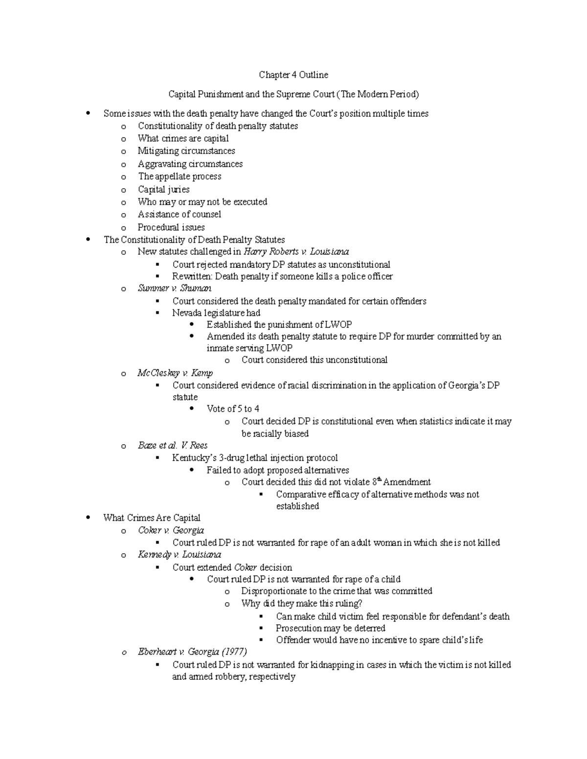 CRIM422-Ch4Outline - This outline goes over the modern period of the ...