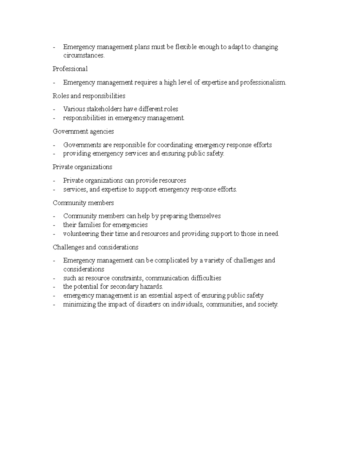 Introduction TO Emergency Management Notes 2 - Emergency management ...