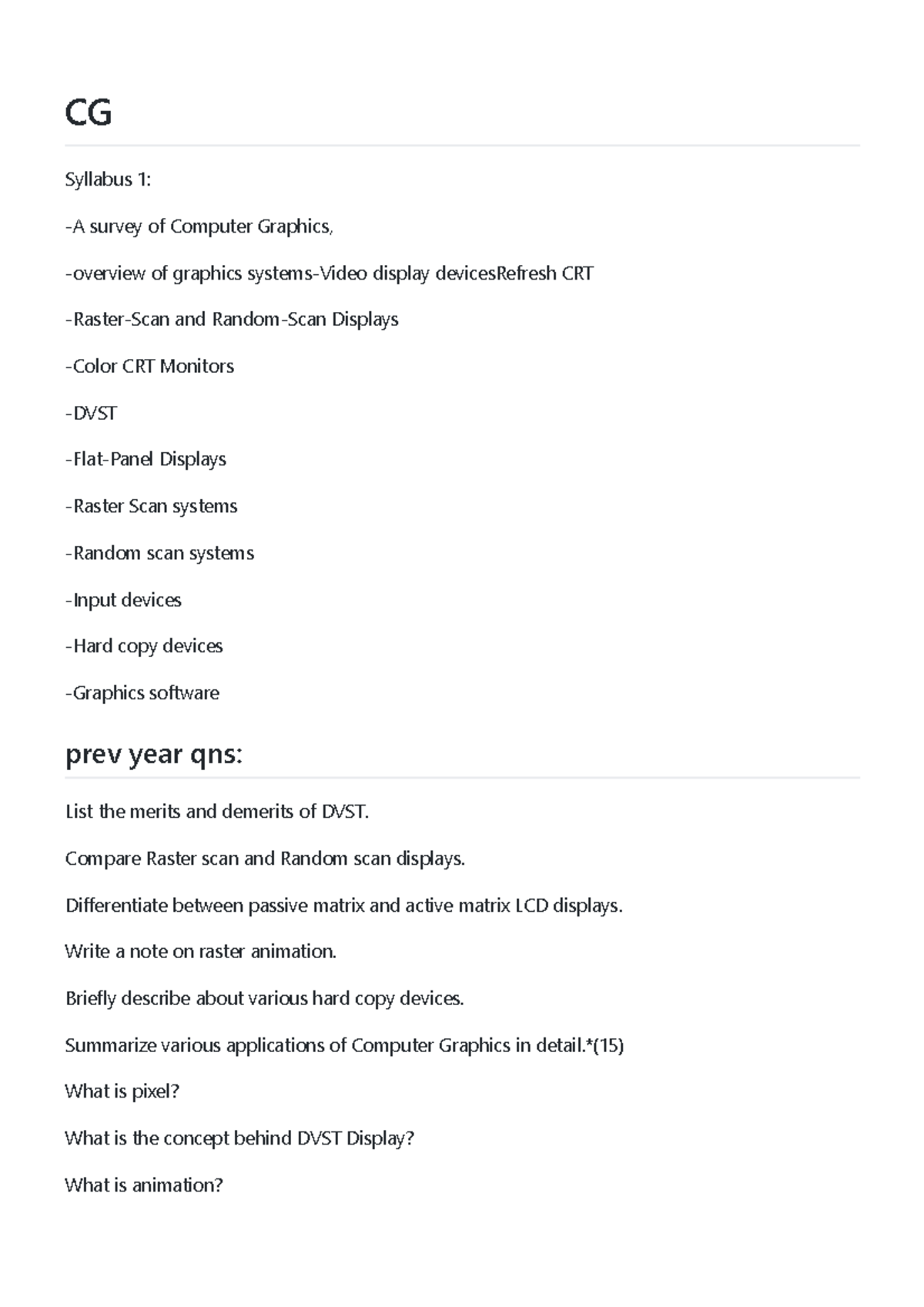 CG unit 1 - cg 1st unit , MGU 3rd sem - CG Syllabus 1: -A survey of ... CG unit 1 - cg 1st unit , MGU 3rd sem - CG Syllabus 1: -A survey of ...