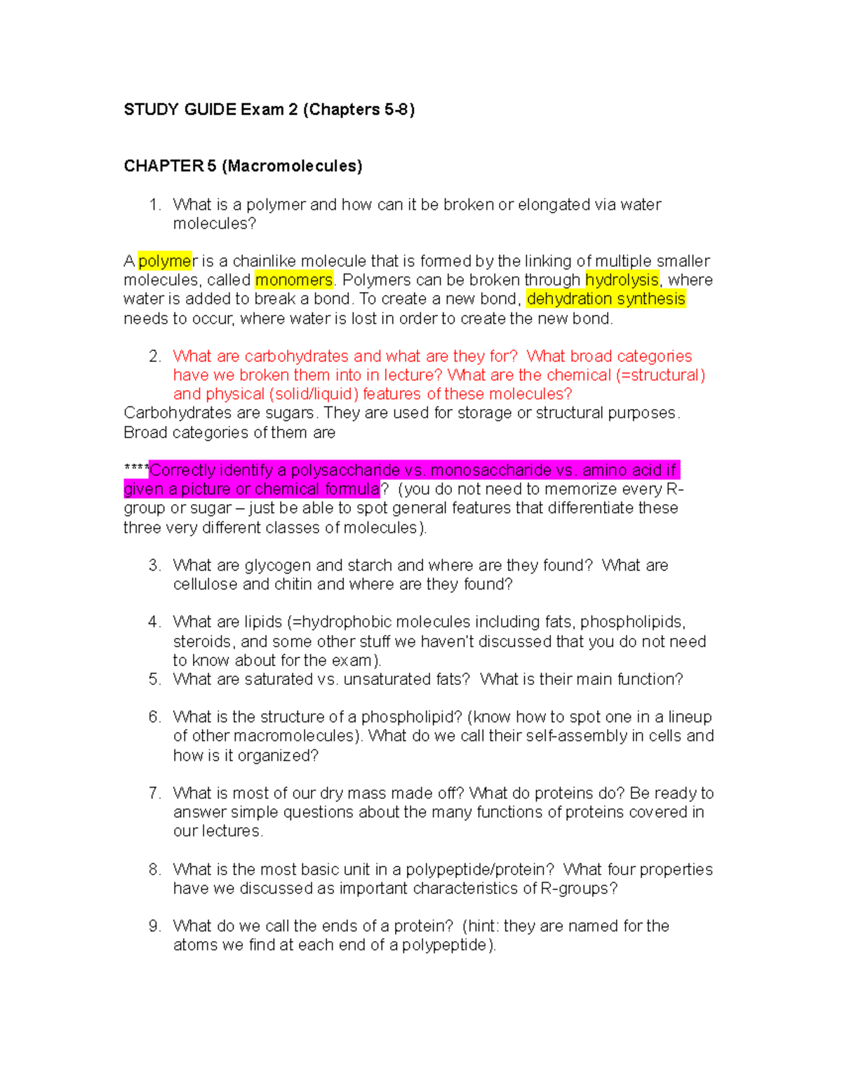 Exam2 study guide - STUDY GUIDE Exam 2 (Chapters 5-8) CHAPTER 5 ...