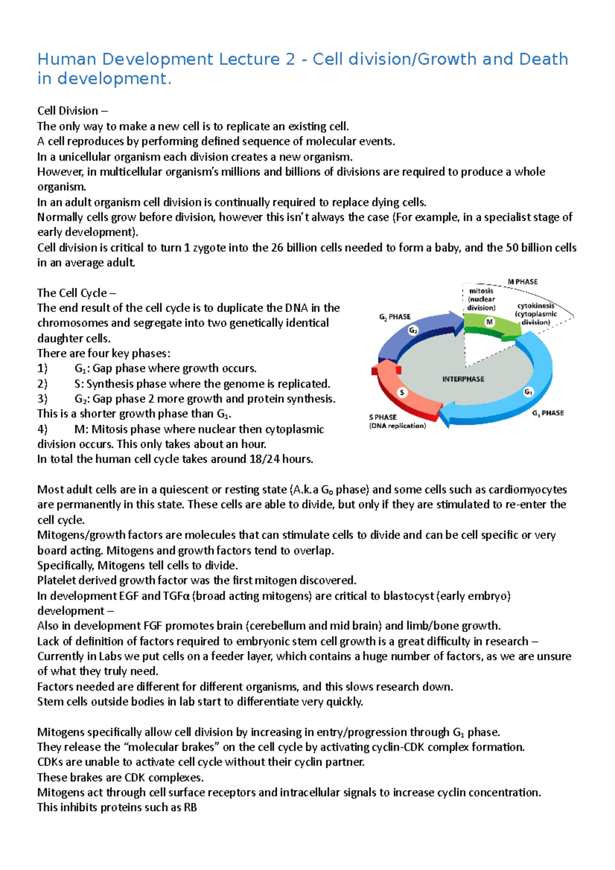 Human Development, Organogenesis and Anatomy Lecture 2 - Human ...