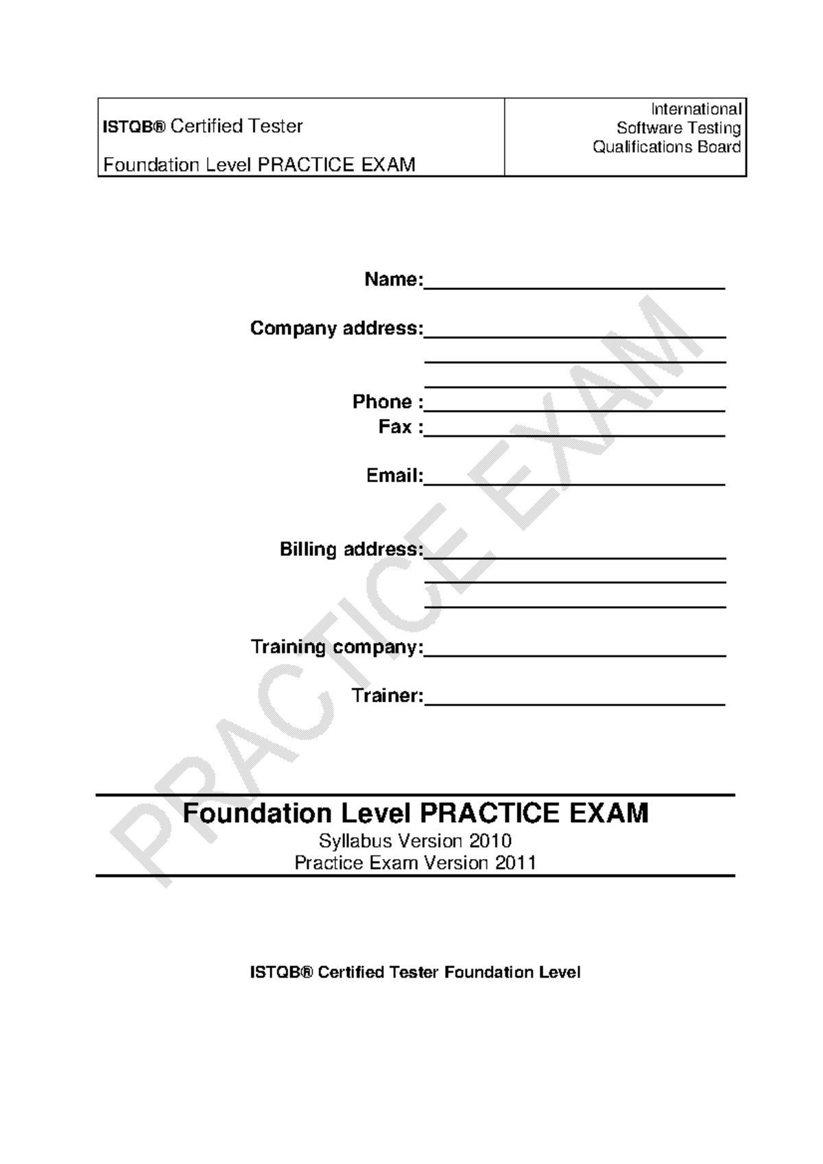 Istqb ctfl sample exam paper - ISTQB® Certified Tester Foundation Level ...