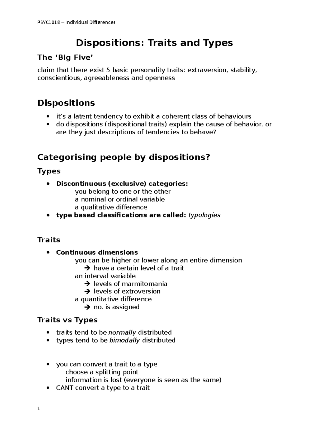 Dispositions - Lecture notes for Aiden Gregg content - Dispositions ...
