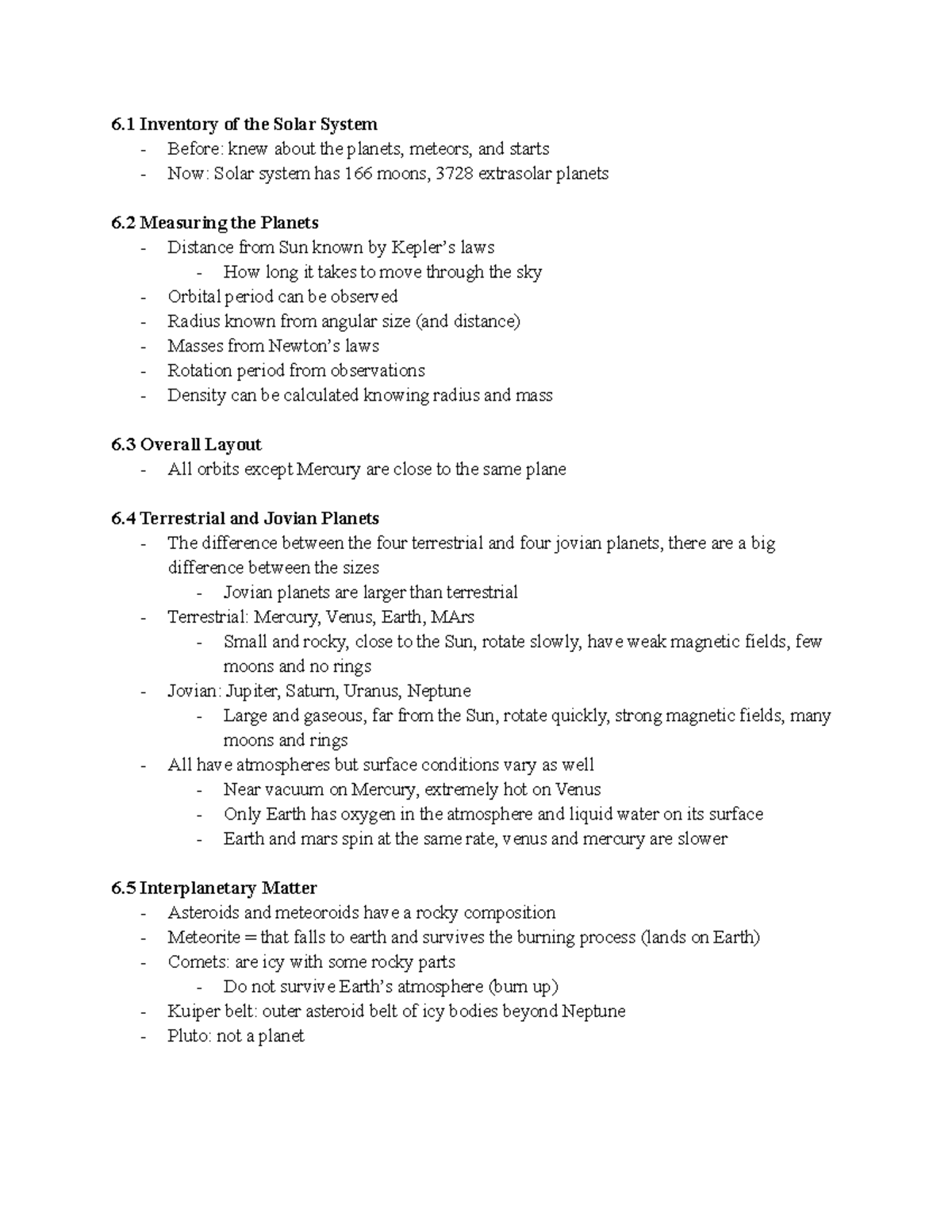 Chapter 6 (Astronomy) - 6 Inventory of the Solar System - Before: knew ...