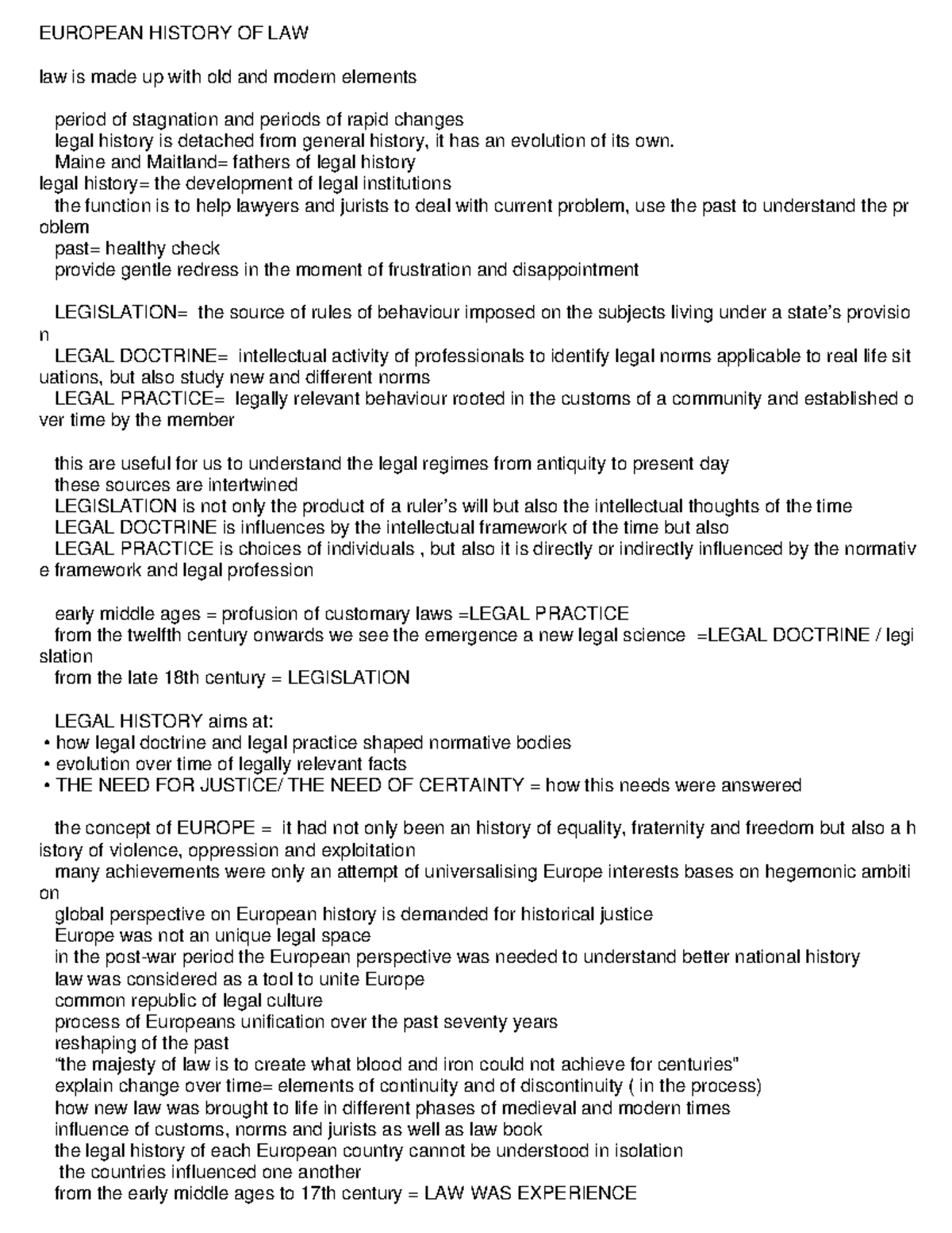 European history of law - EUROPEAN HISTORY OF LAW law is made up with ...