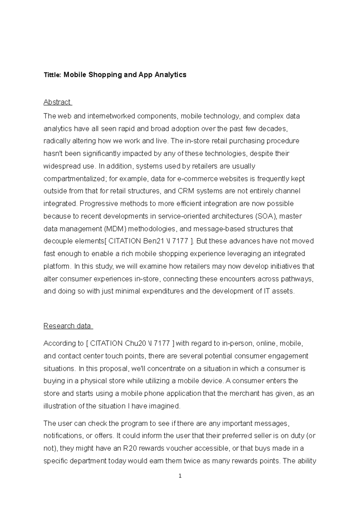 Business Intelligence Proposal - Tittle: Mobile Shopping and App ...
