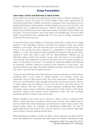 Group Assignment IBI 101 group 6 - IBI101-Introduction to International ...
