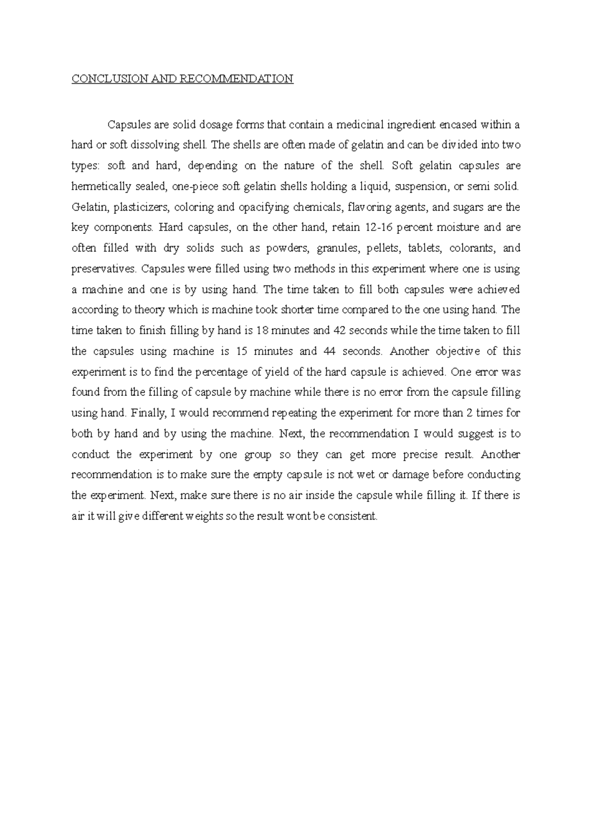 Conclusion AND Recommendation (cf) - CONCLUSION AND RECOMMENDATION ...