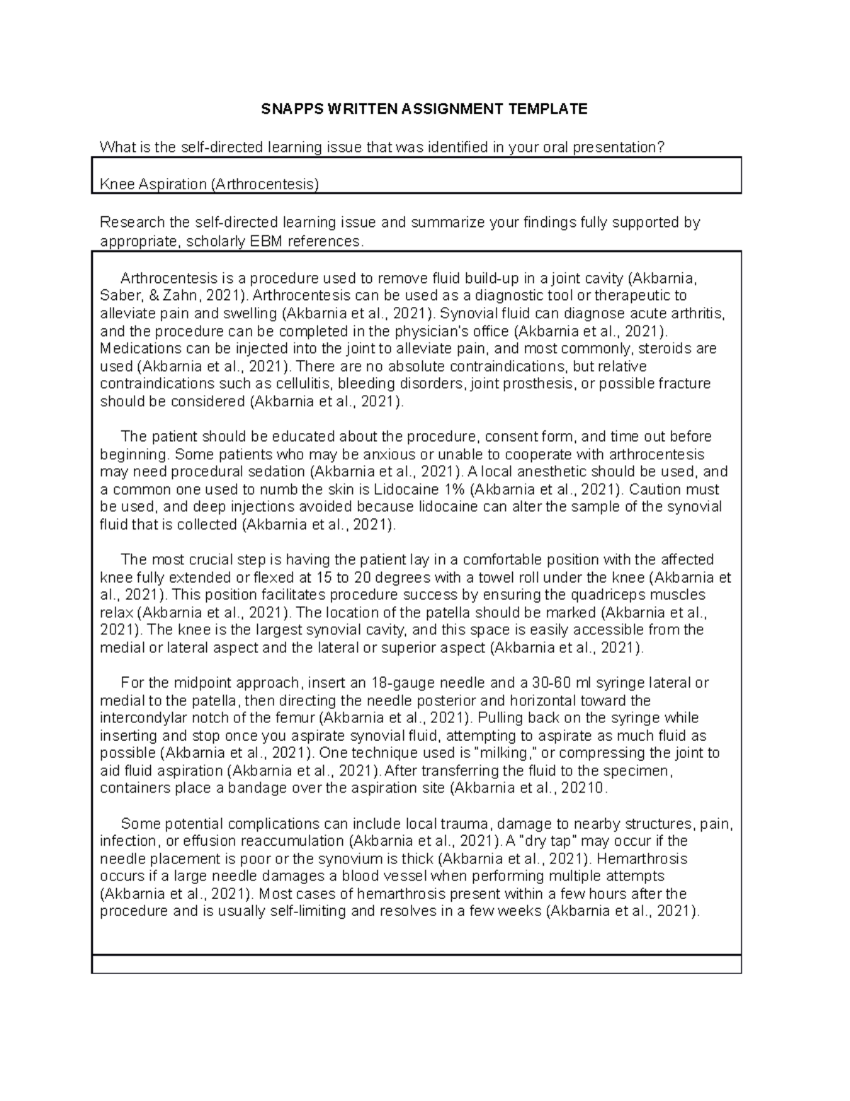 FNP NR511 Week 2 Snapps - SNAPPS WRITTEN ASSIGNMENT TEMPLATE What is ...