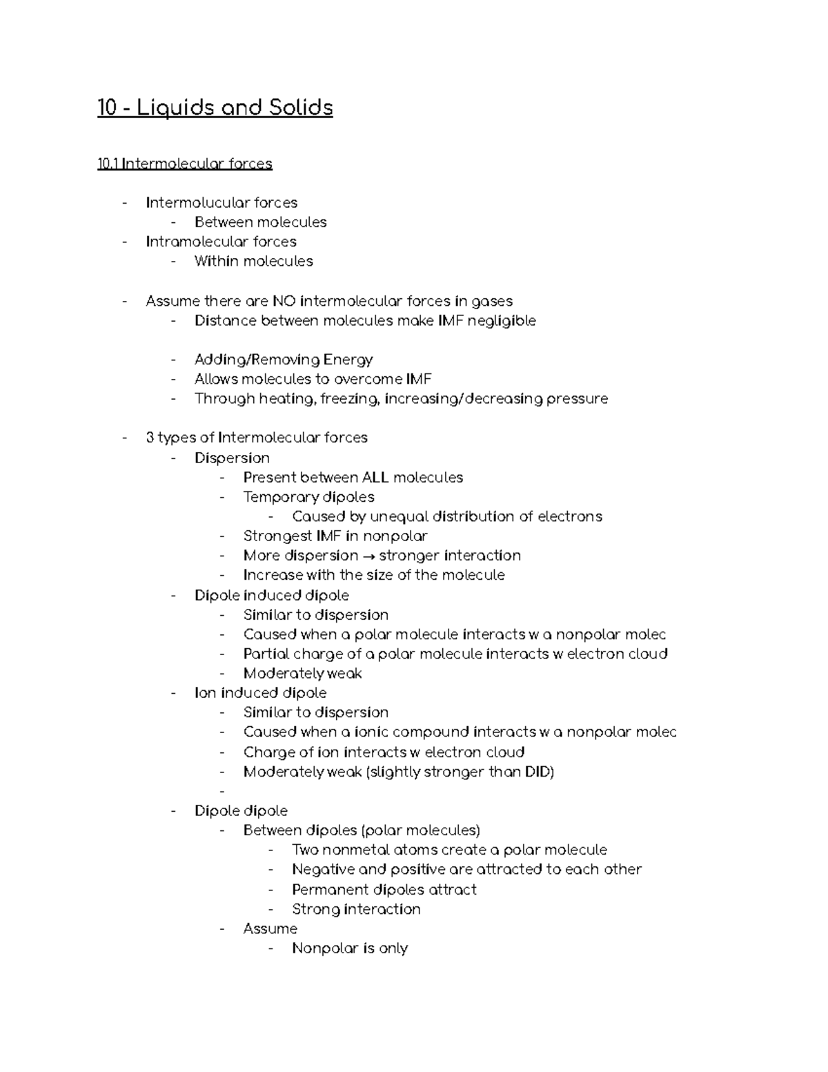 Chem 2 Notes - Taught by Pete Bell - 10 - Liquids and Solids 10 ...