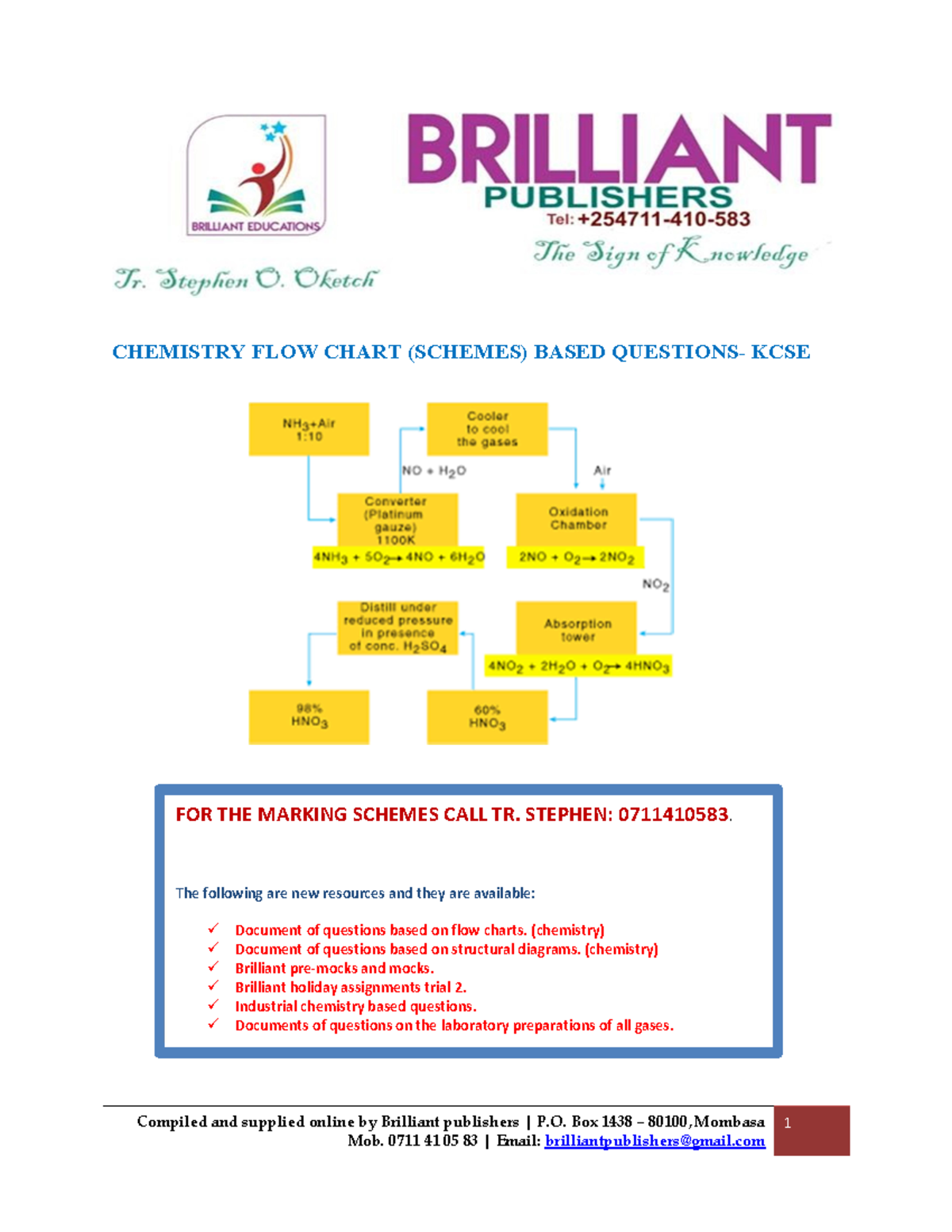 Chem FLOW Charts - CHEM PAPER - Compiled and supplied online by ...