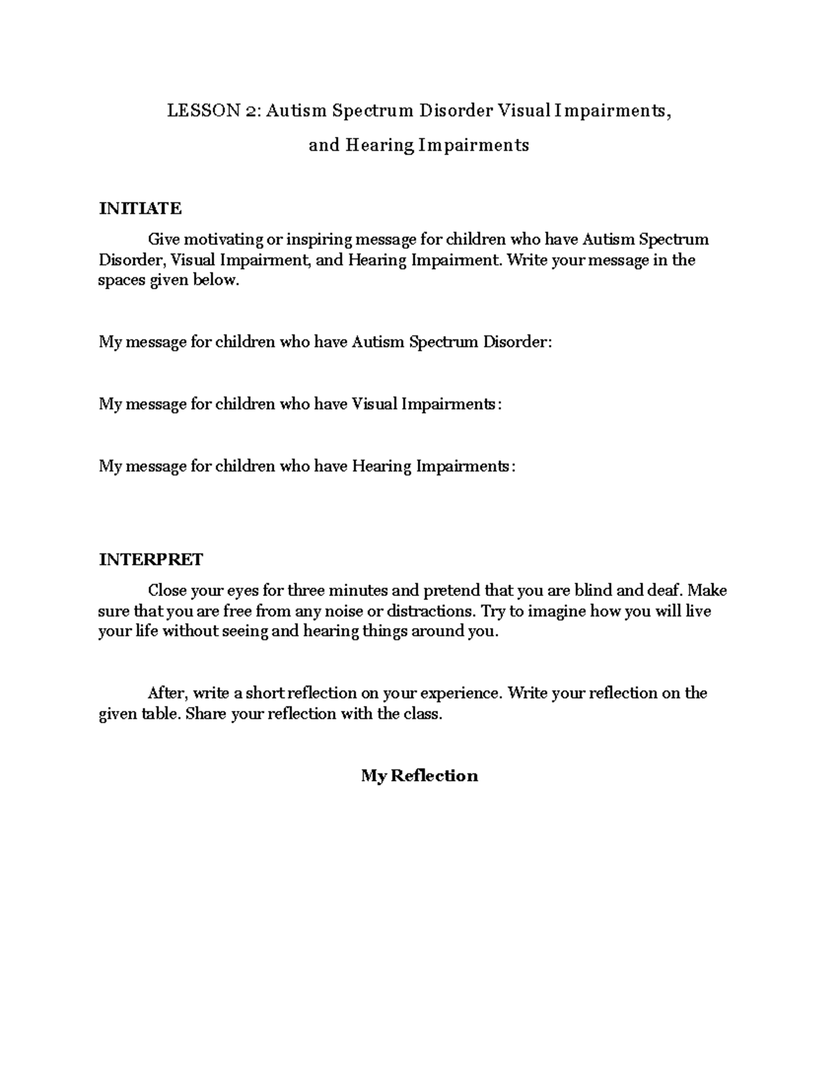 Group-4 -UNIT-3 Lesson-2- Handouts - LESSON 2: Autism Spectrum Disorder ...