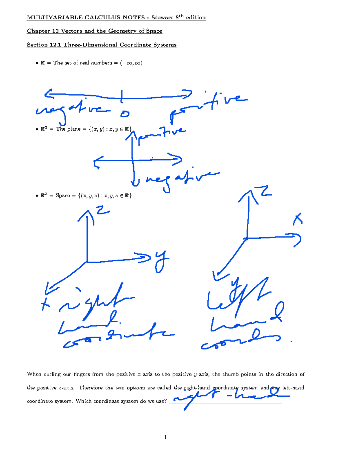 12.1 and 12.2 Notes - Taught by Dillon Hansen. - MULTIVARIABLE CALCULUS ...