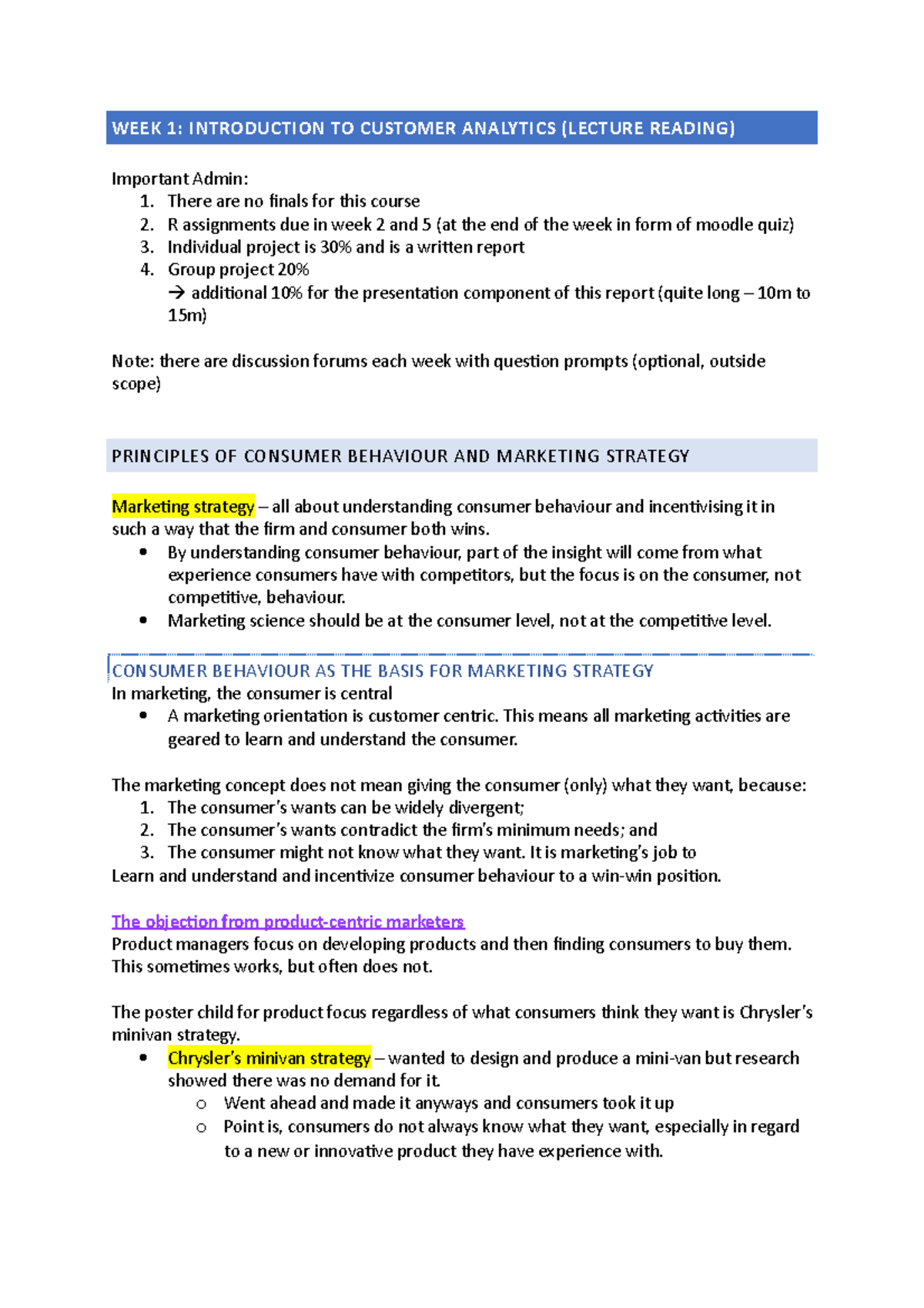 MARK - notes for week 1 class 2021 colour coded - MARK3085 - UNSW ...