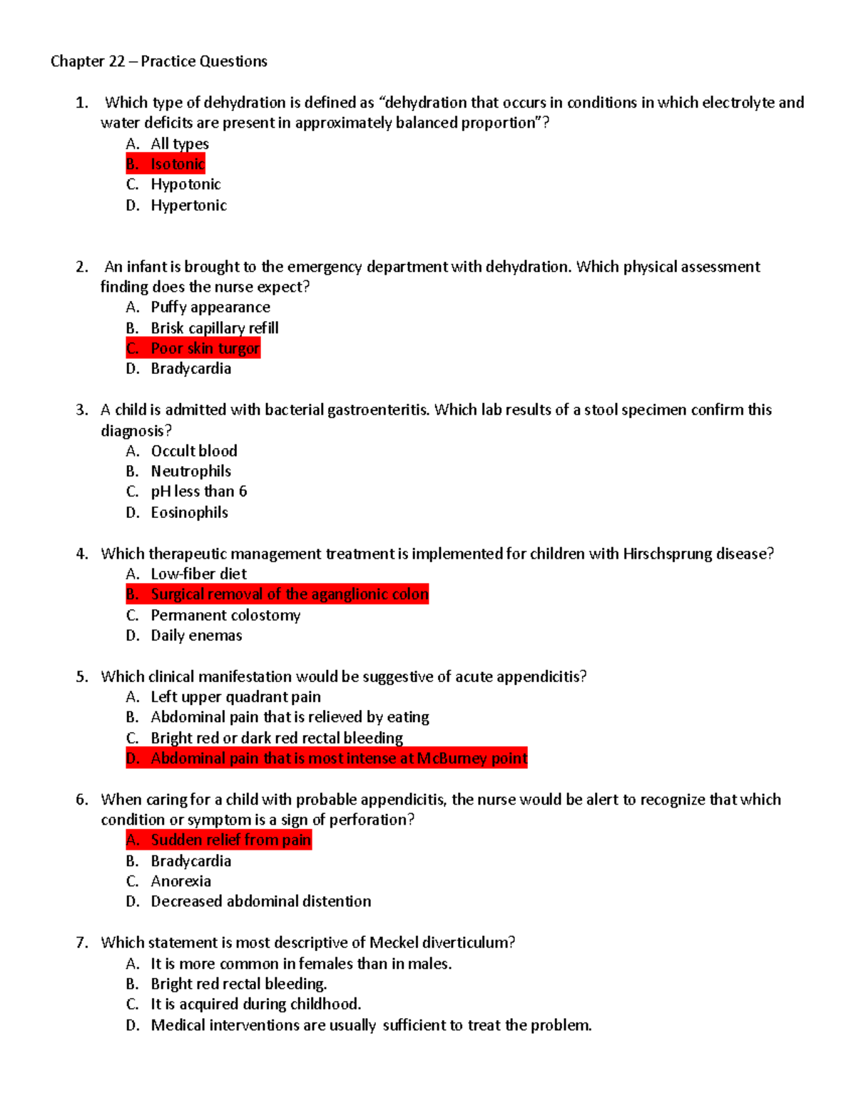 Chapter 22 Practice Question - Chapter 22 – Practice Questions 1. Which ...
