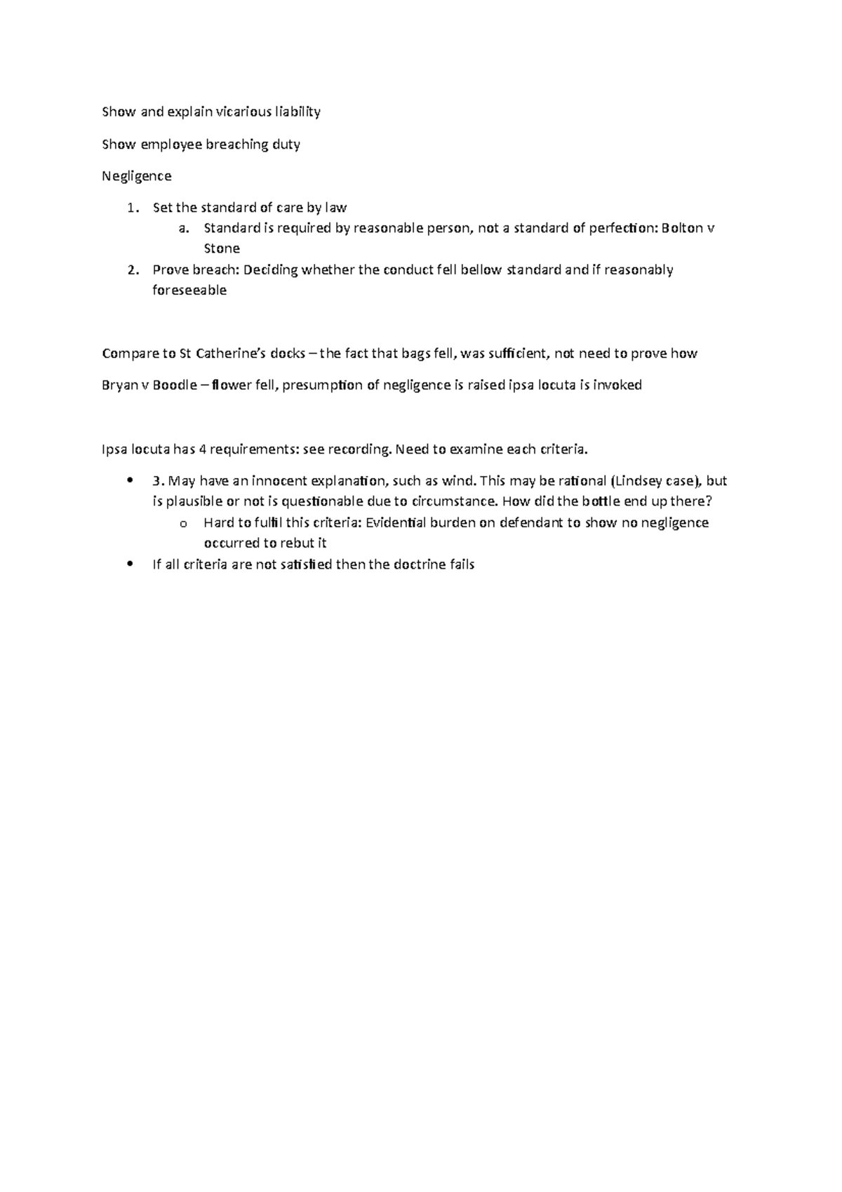 Breach of duty tutorial - Show and explain vicarious liability Show ...