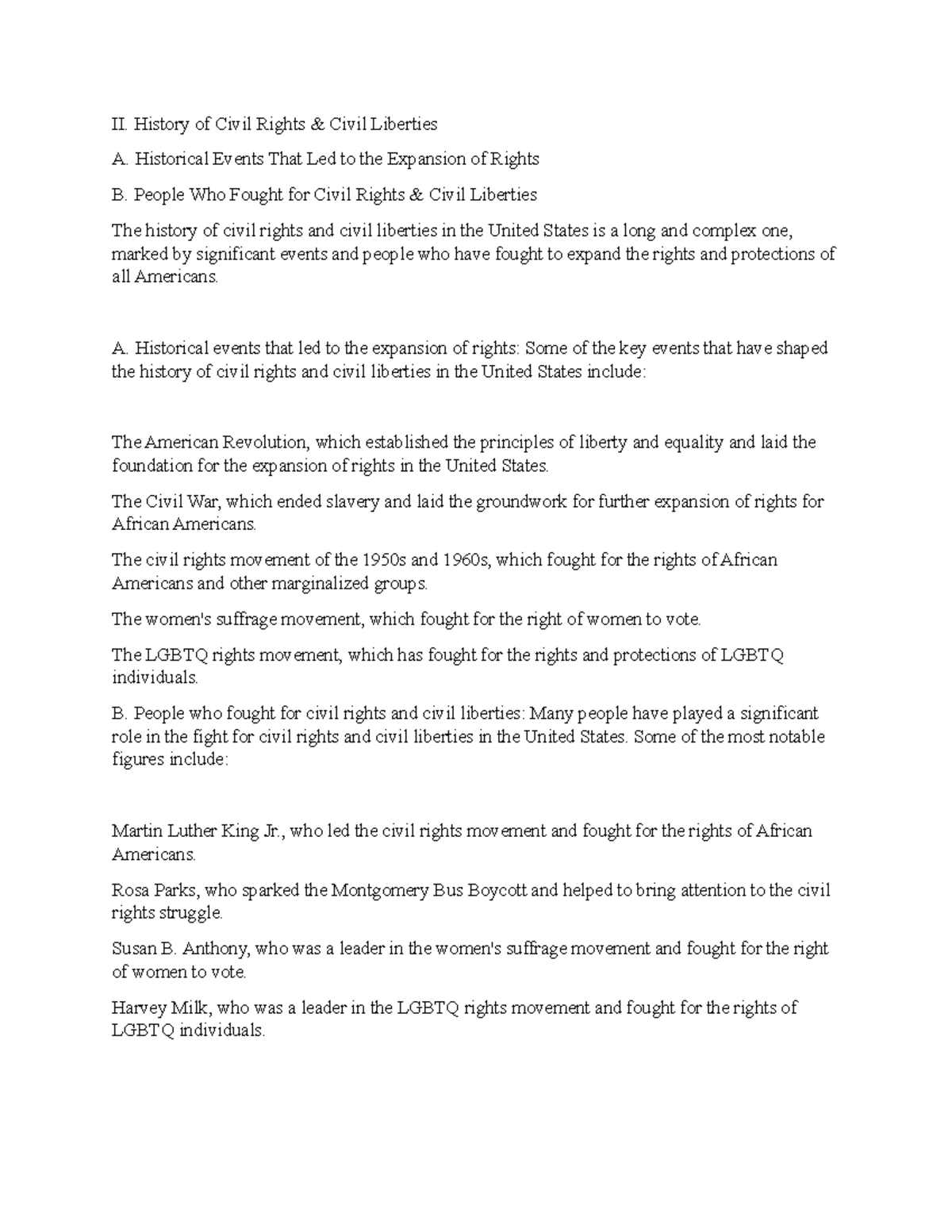 Civil Rights Civil Liberties 2 - II. History of Civil Rights & Civil ...