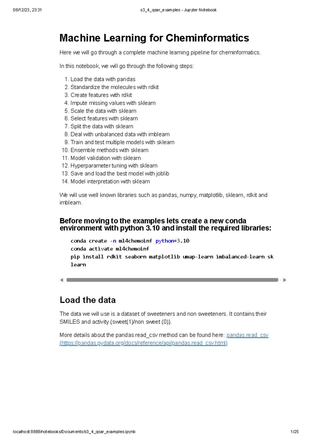 S3 4 qsar examples-Jupyter-Notebook - Machine Learning for Cheminformatics Here we will go - Studocu