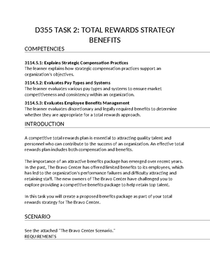 VGM1 TASK 2 Total Rewards Strategy Benefits - In order to stay ...