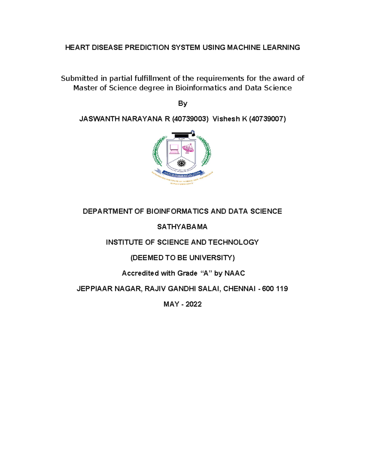 Project Report Practical - HEART DISEASE PREDICTION SYSTEM USING ...