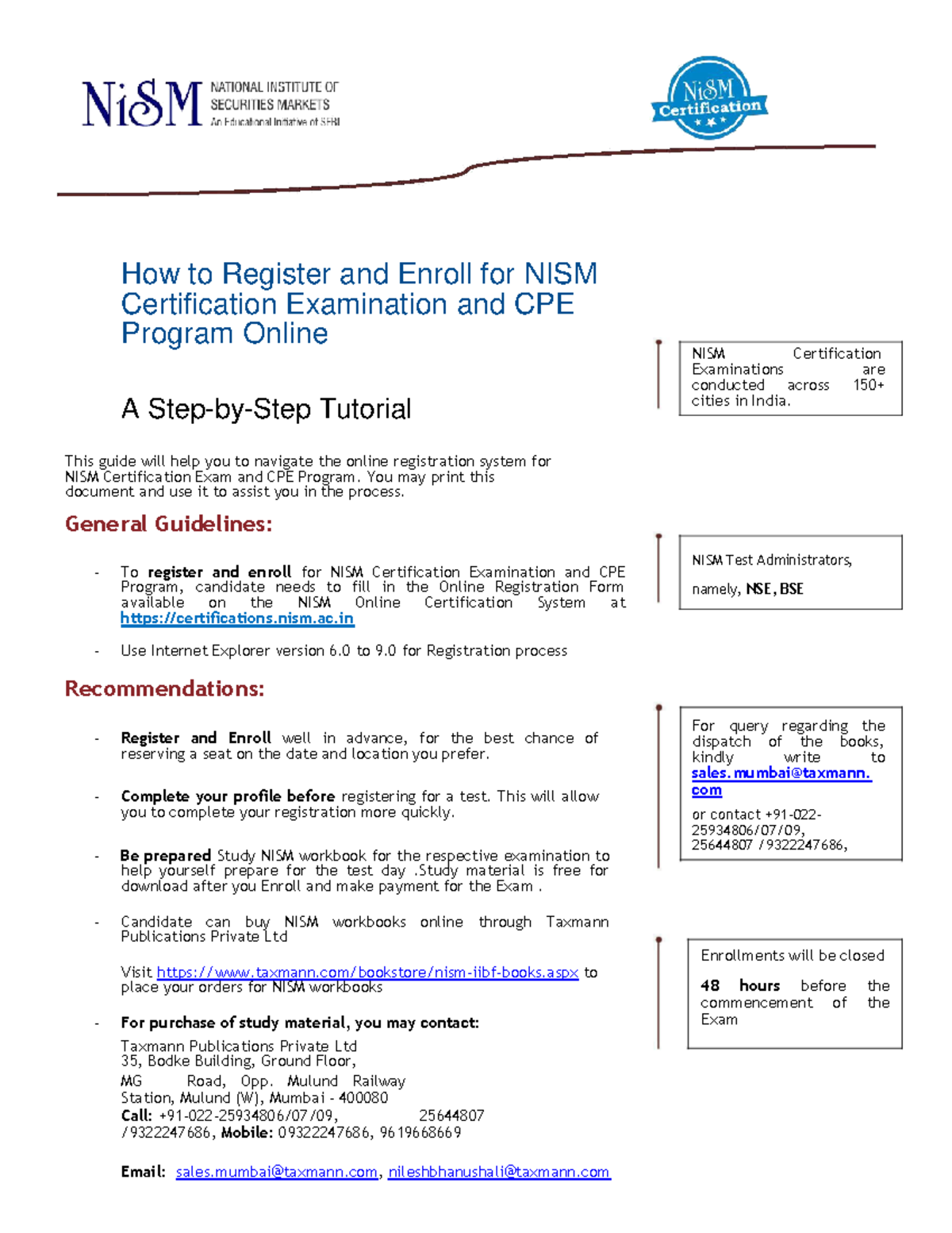 Registration Guidelines-NISM-and-CPE - How to Register and Enroll for ...