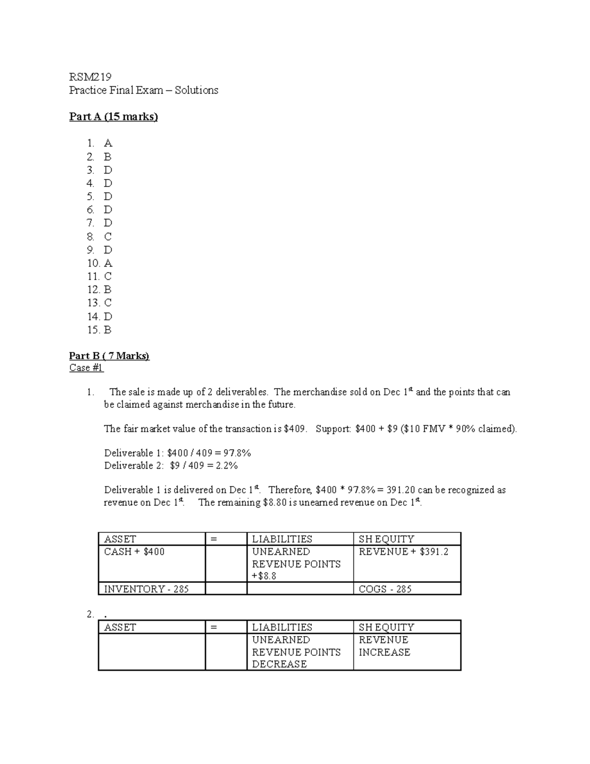 Final Exam 2019, answers - RSM Practice Final Exam – Solutions Part A ...