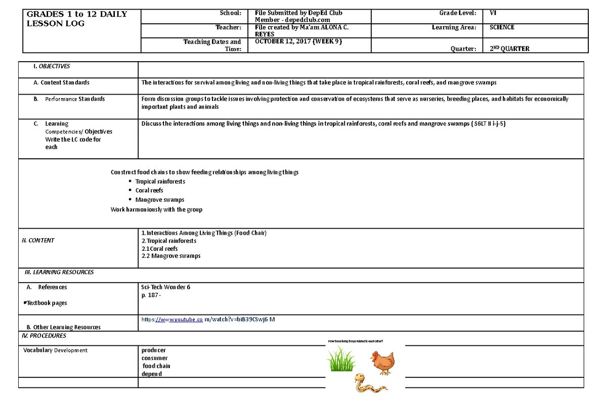 539093920 Aguro 5E Lesson PLAN Interactions Among Living Things in ...