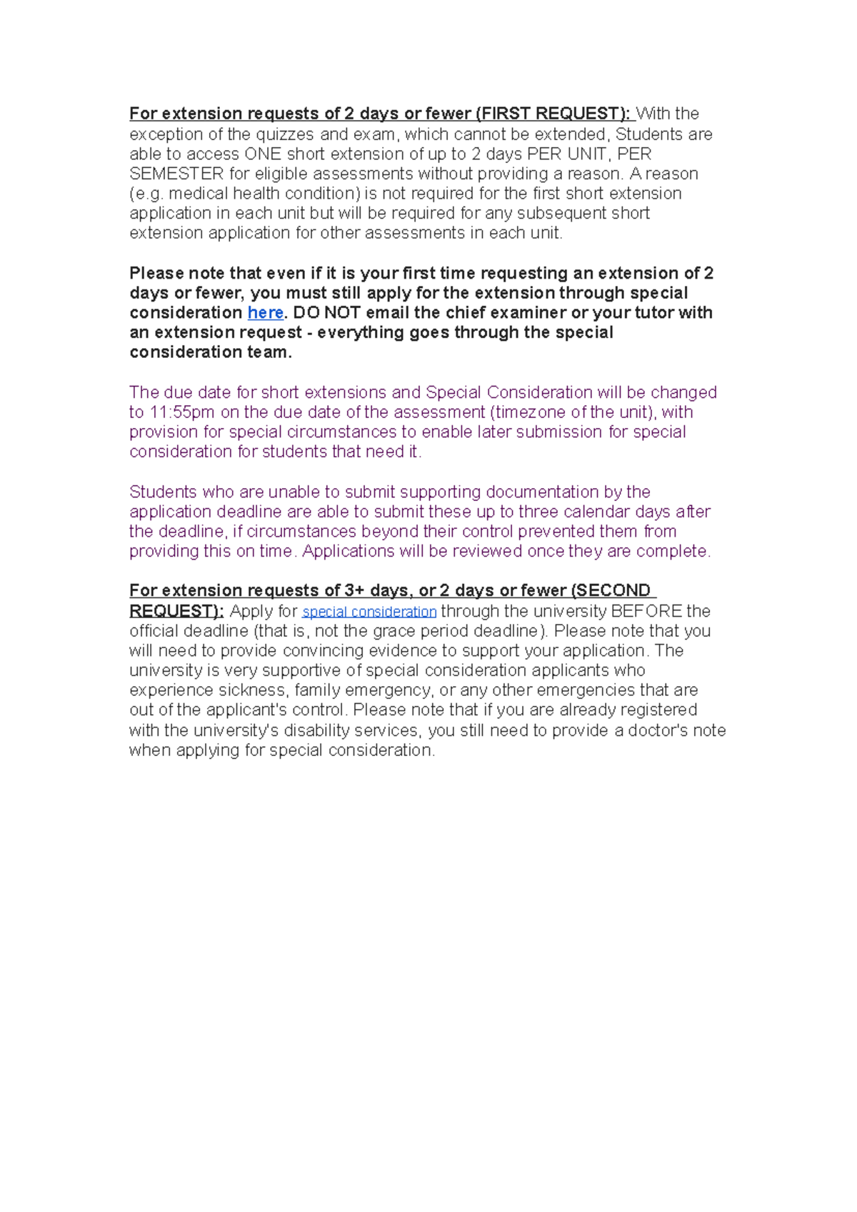 Extensions policy - For extension requests of 2 days or fewer (FIRST ...