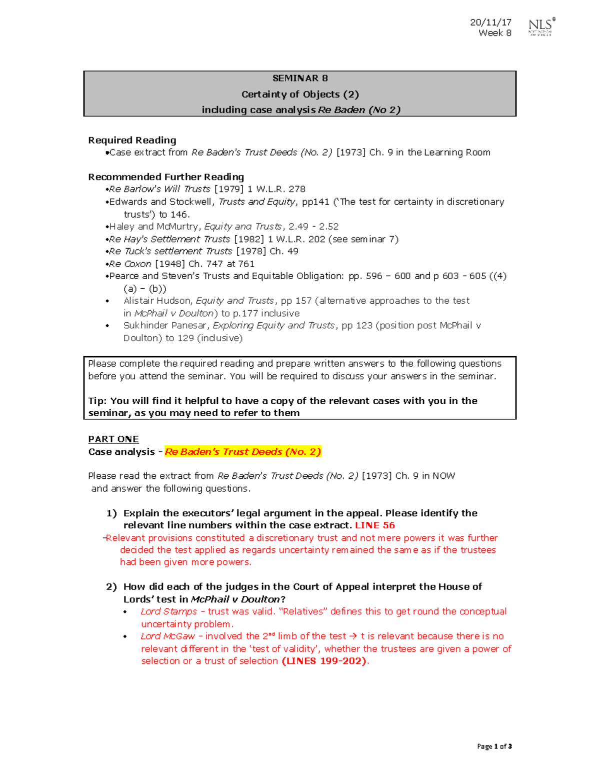Certainty of Objects (2) - 20/11/ Week 8 SEMINAR 8 Certainty of Objects ...