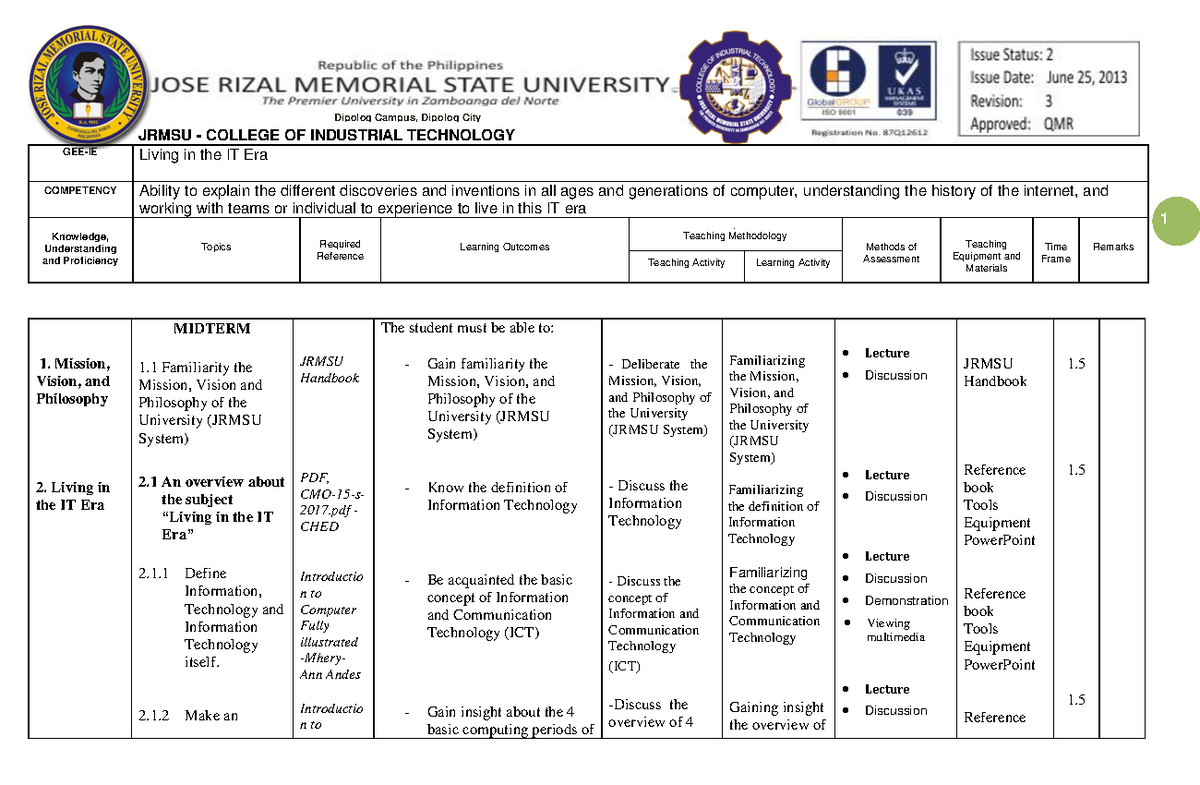 Pdfcoffee - LESSON ABOUT HISTORY OF INFORMATION TECHNOLOGY - JRMSU ...