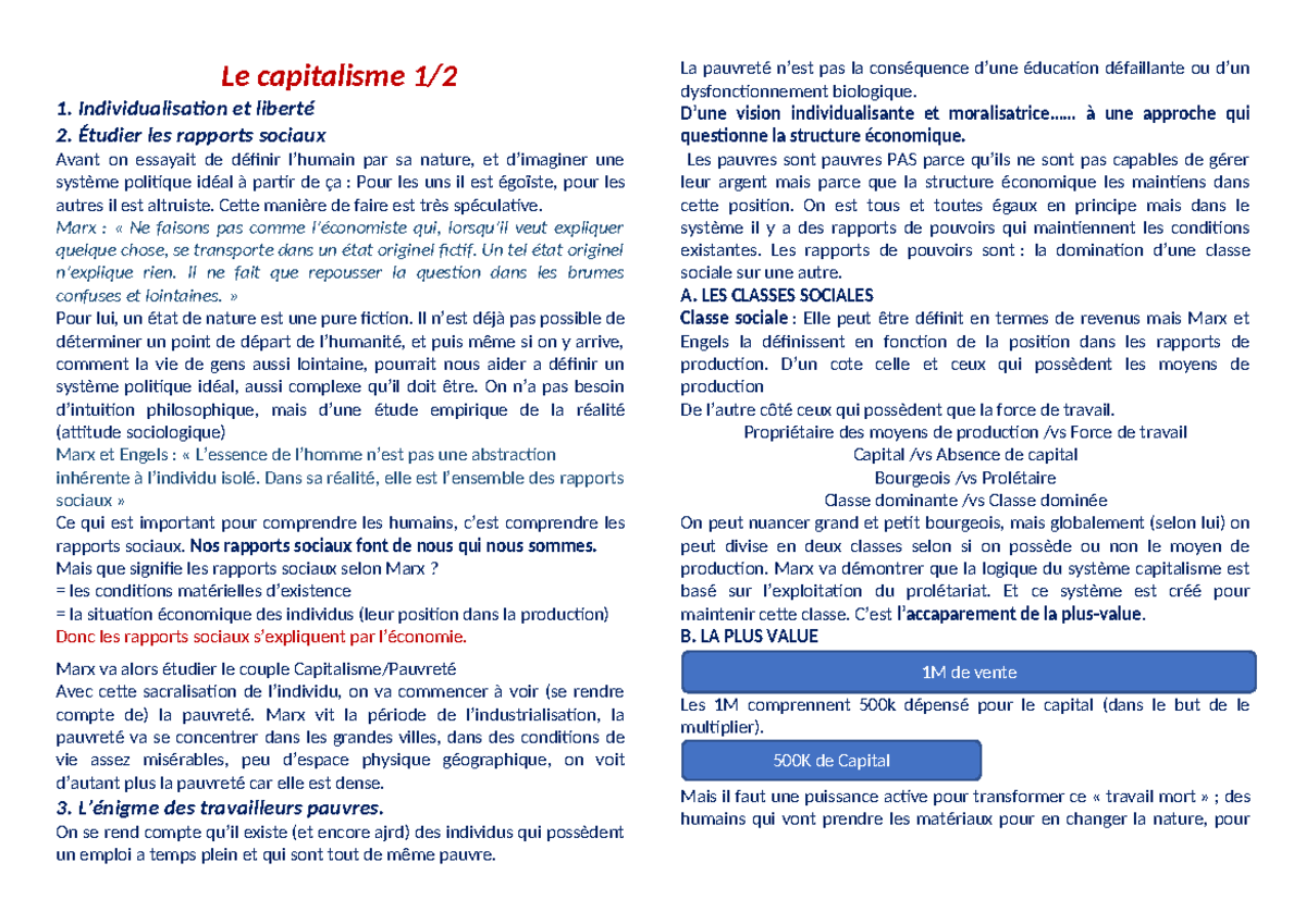 Fiche 3- Le capitalisme 1 - Le capitalisme 1/ 1. Individualisation et ...