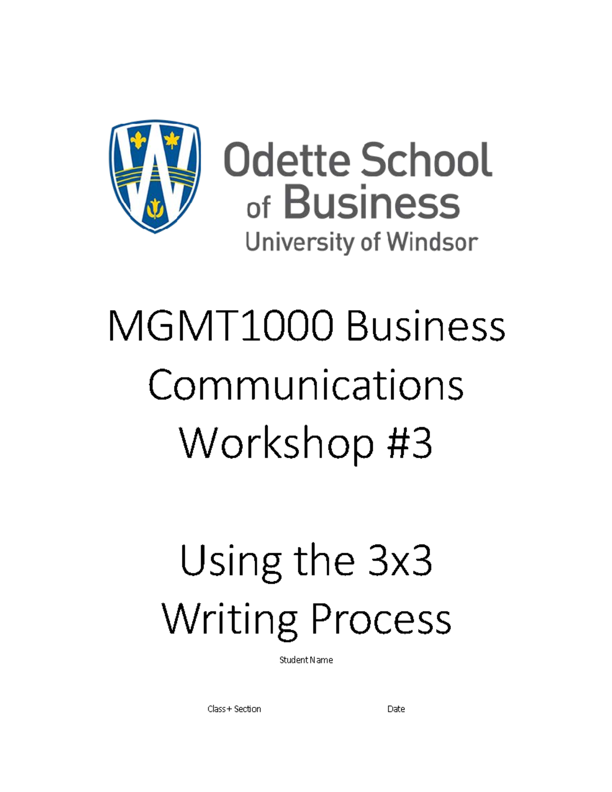 MGMT1000 3x3 Writing Process Worksheet Fillable 2019 - MGMT1000 ...