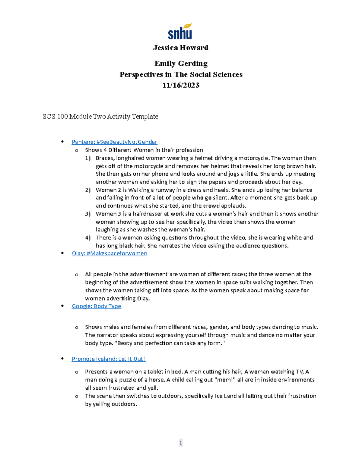SCS 100 Module Two Activity Template.edited - Jessica Howard Emily ...