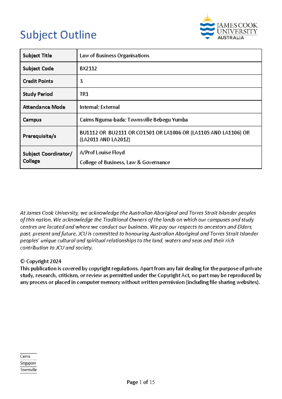 Subject Outline 2024 BX2112 CNS TSV TR1 EXT INT - Subject Outline ...