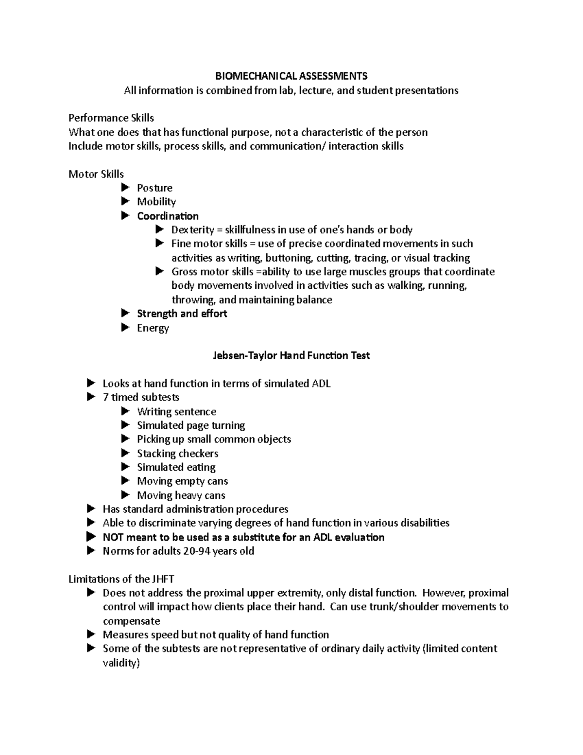 Biomechanical Assessments - BIOMECHANICAL ASSESSMENTS All informaion is ...