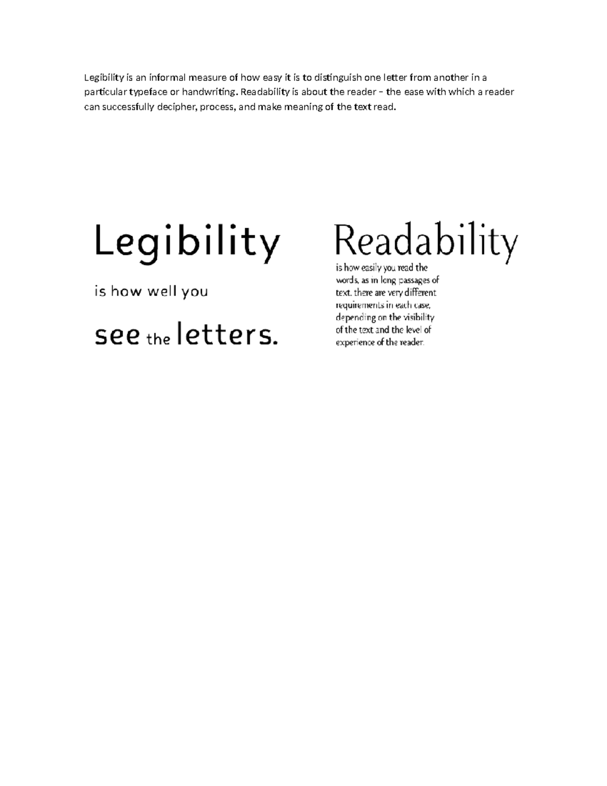 Legible AND Readable - Comunicaciones I - Legibility is an informal ...