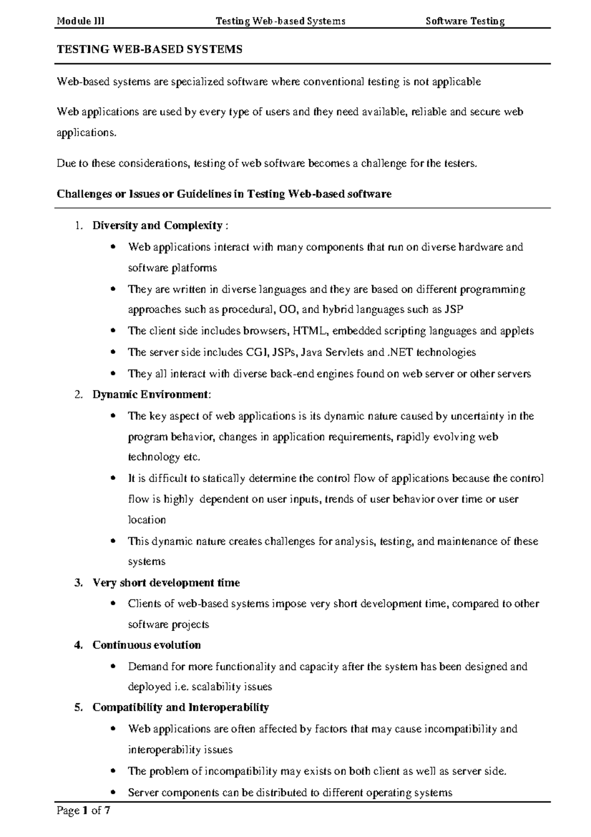 ST Module 3 - Web based testing - TESTING WEB-BASED SYSTEMS Web-based ...