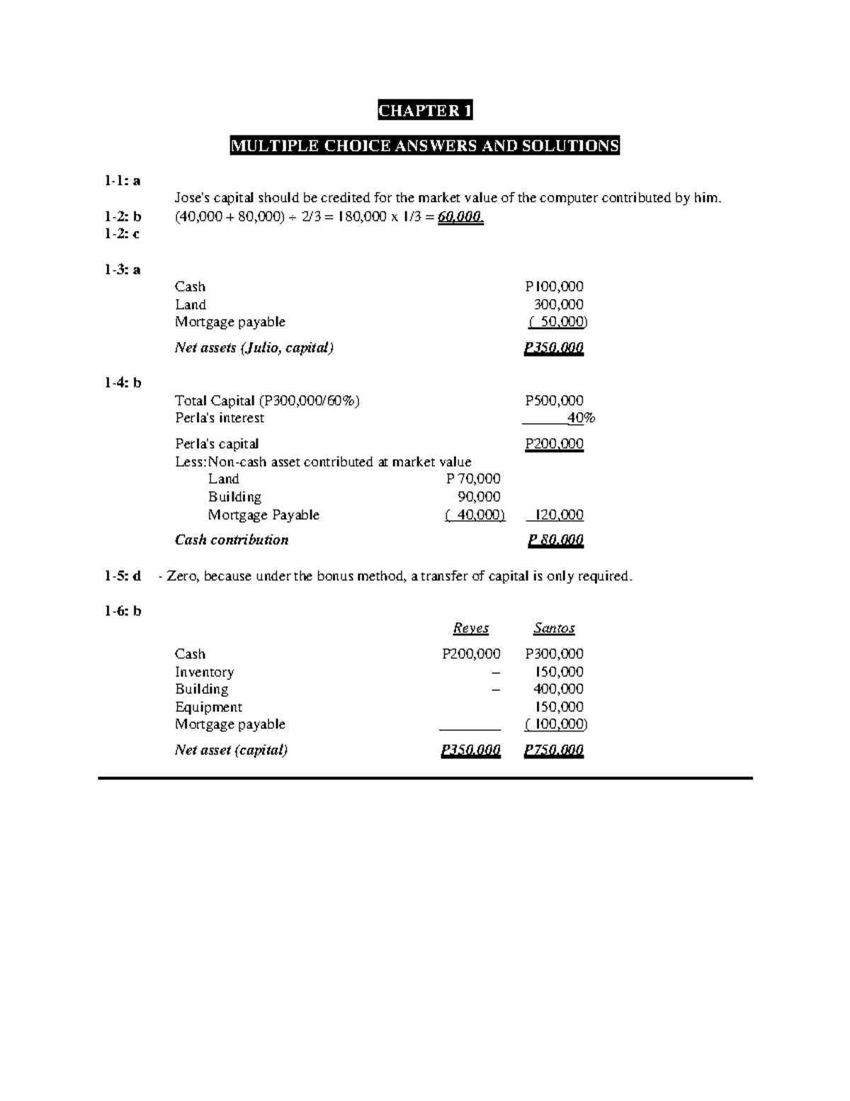 Compilation of problems about partnership formation, operation ...