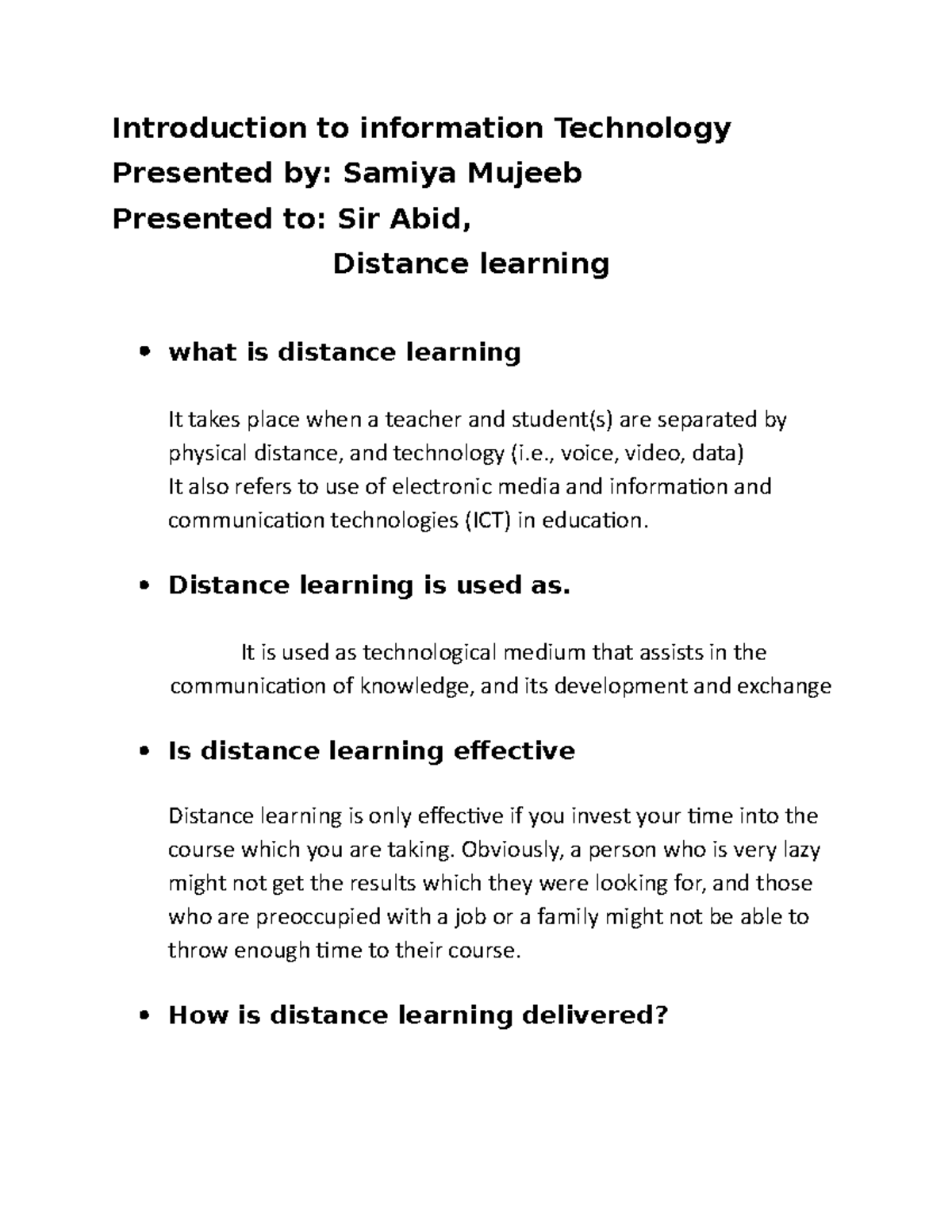 Distance learning - Lecture notes 1.3 1.6 - Introduction to information ...