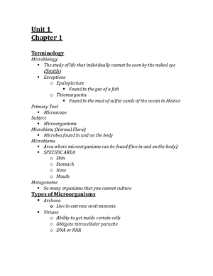 Microbiology - Lecture notes entire semester - Microbiology Unit 1 ...