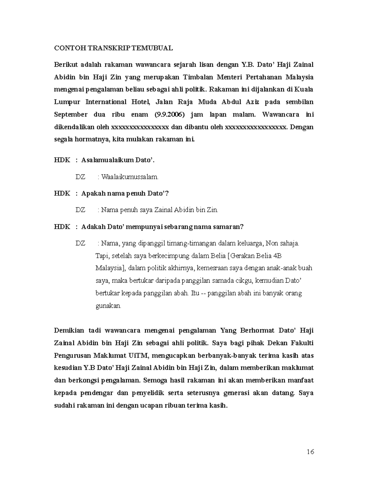 4) Sample of formatted transcript - CONTOH TRANSKRIP TEMUBUAL Berikut ...