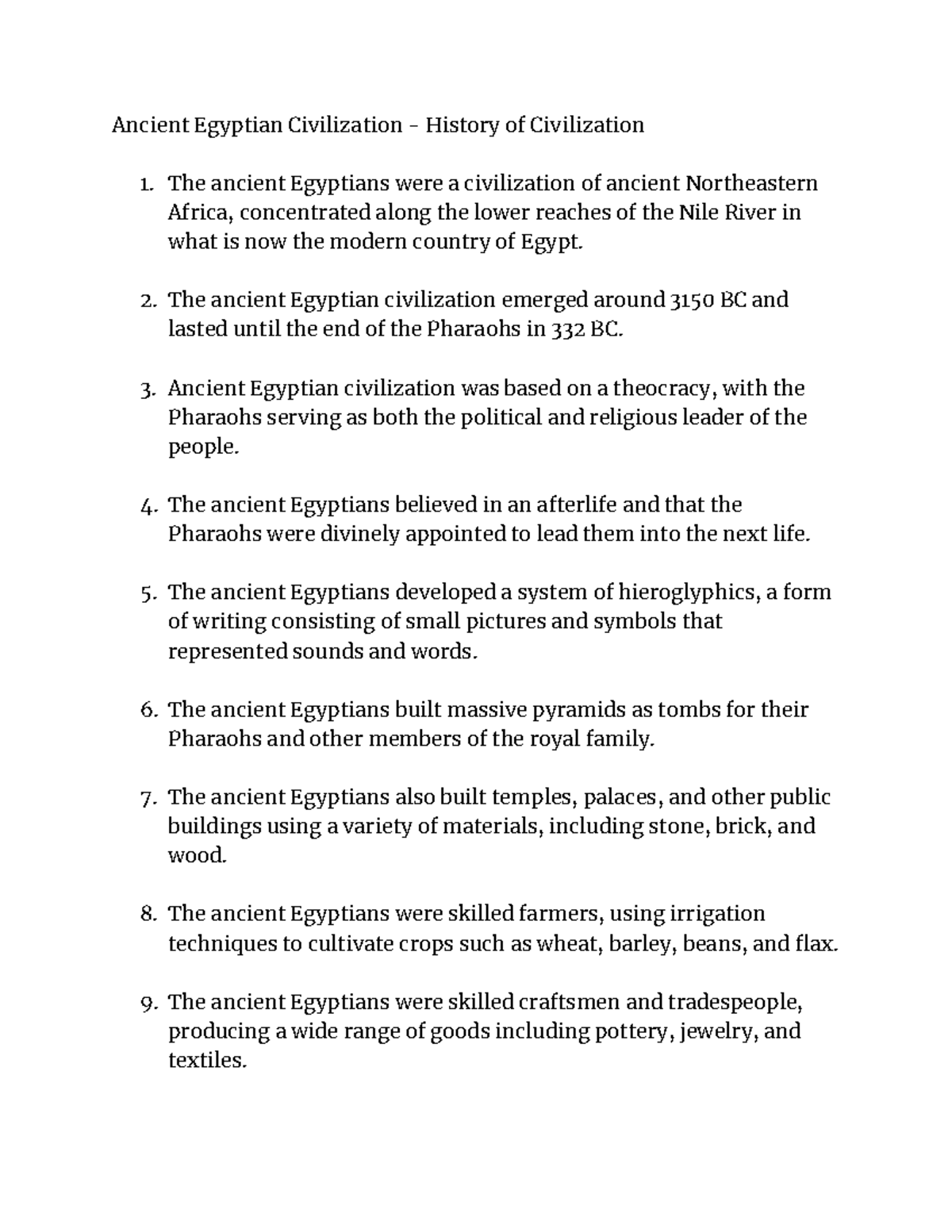 Ancient Egyptian Notes - Ancient Egyptian Civilization - History of ...