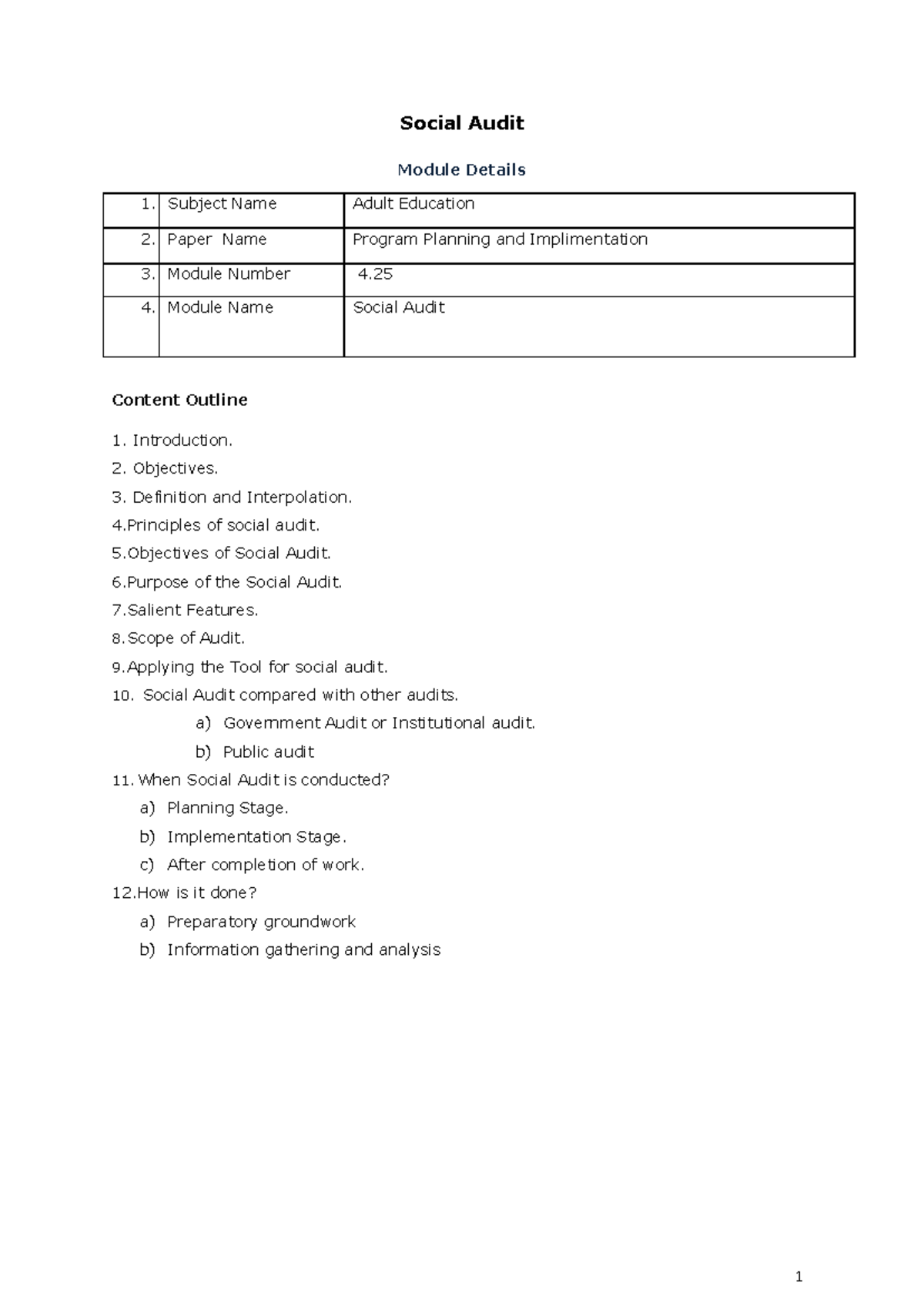 Social Audit_Notes - Social Audit Module Details Subject Name Adult ...