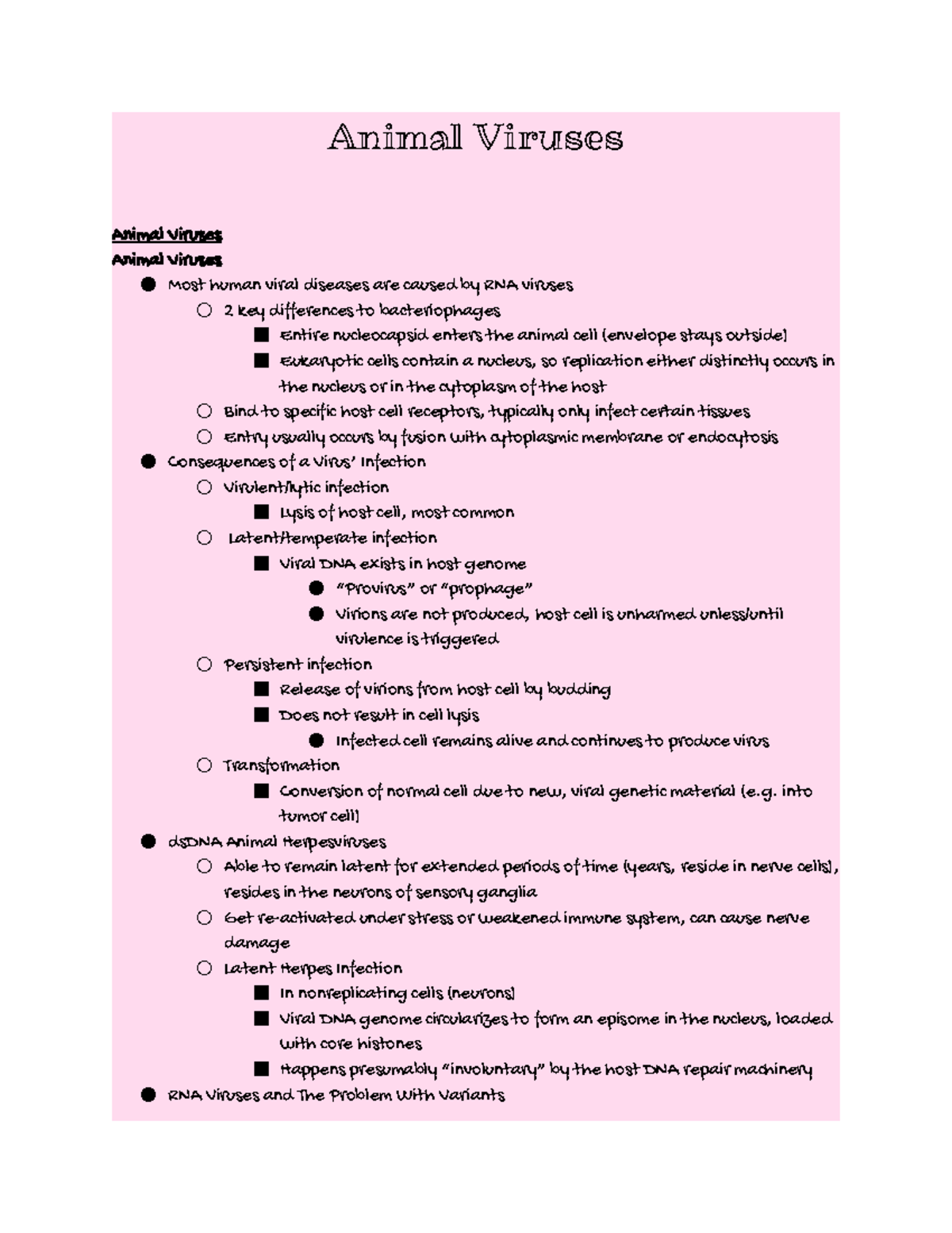 Animal Viruses - Lecture notes - Animal Viruses Animal Viruses Animal ...