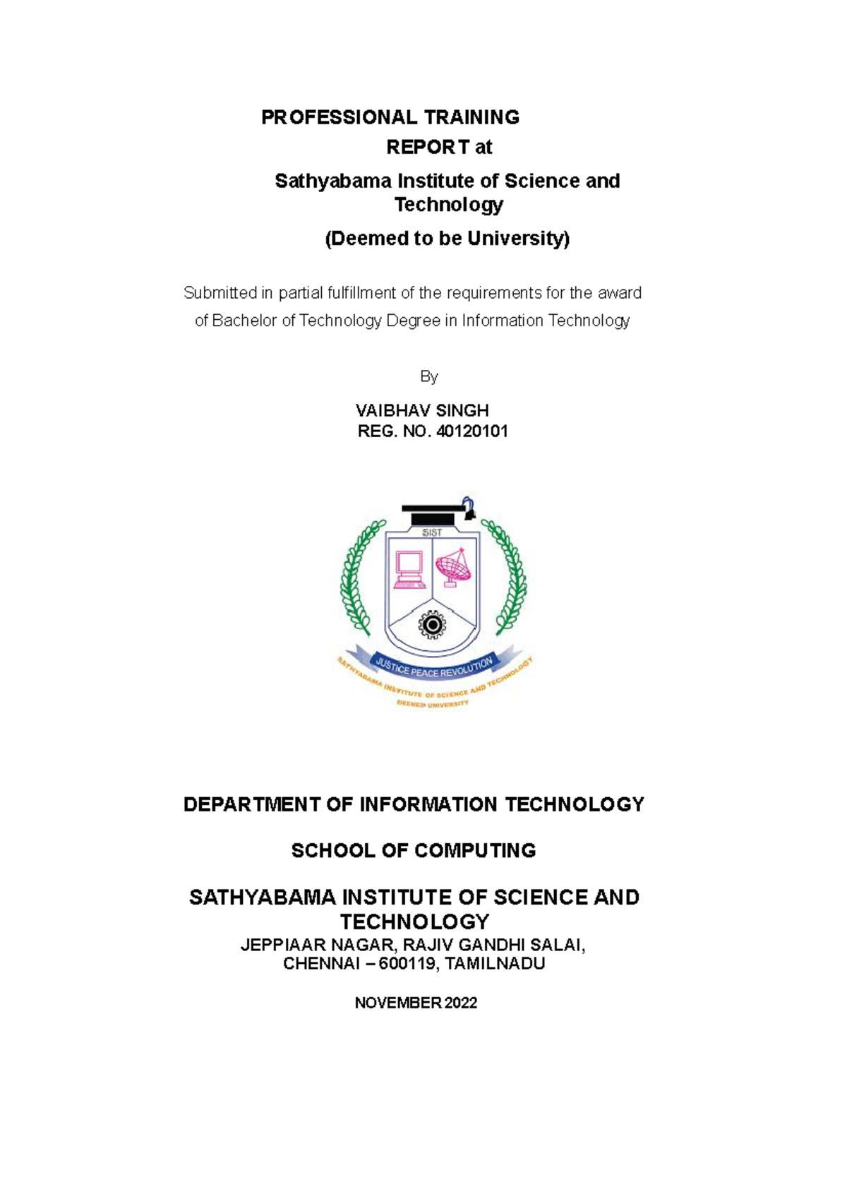 4012002 0 Charulatha K ( Project report) (3) - PROFESSIONAL TRAINING ...