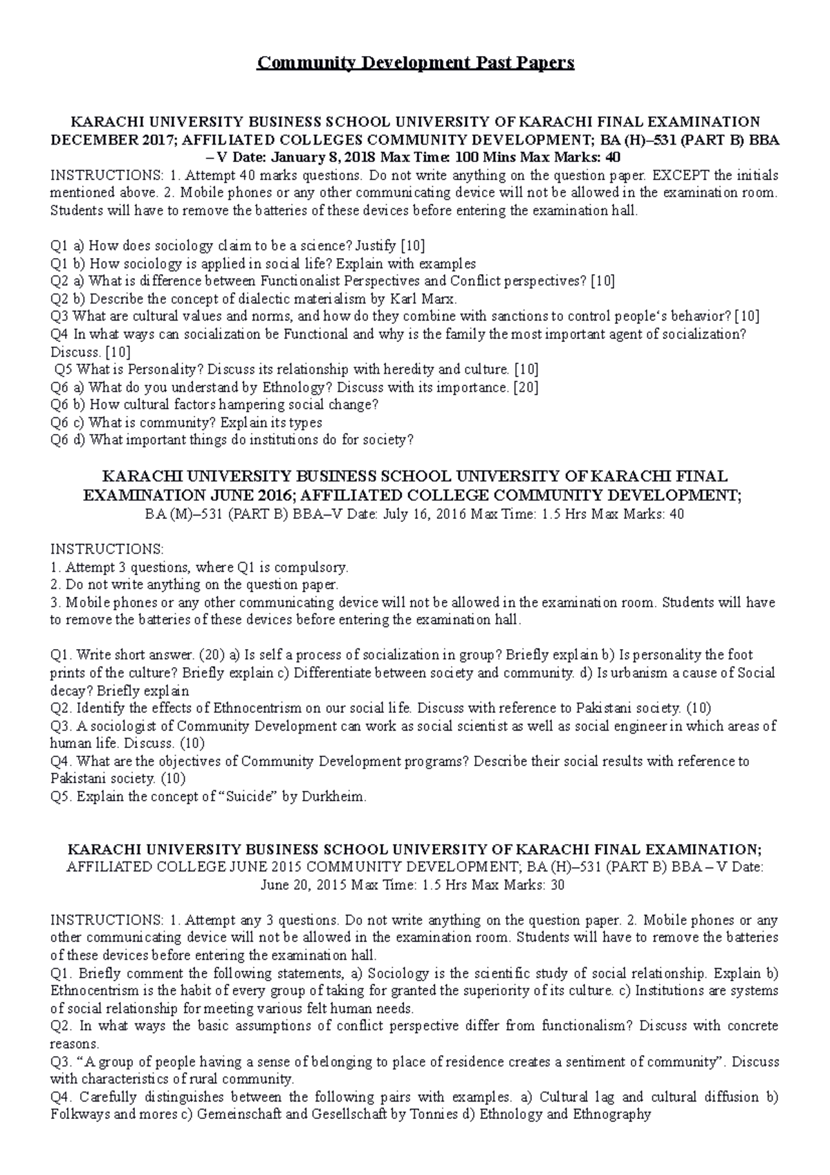 Community Development Past Papers - Community Development Past Papers ...