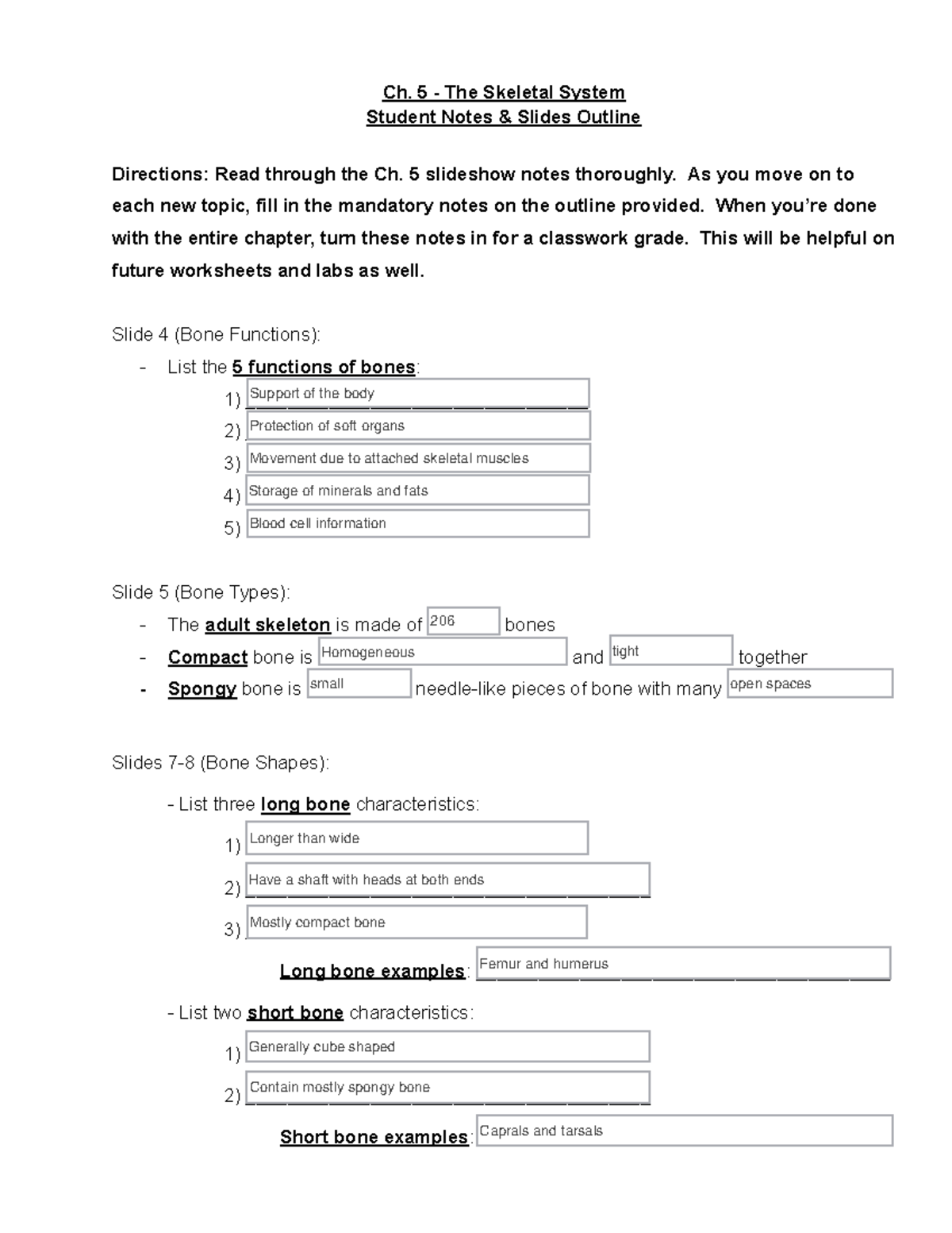 Ch. 5 Student Notes (with blanks) - Student Notes & Slides Outline ...